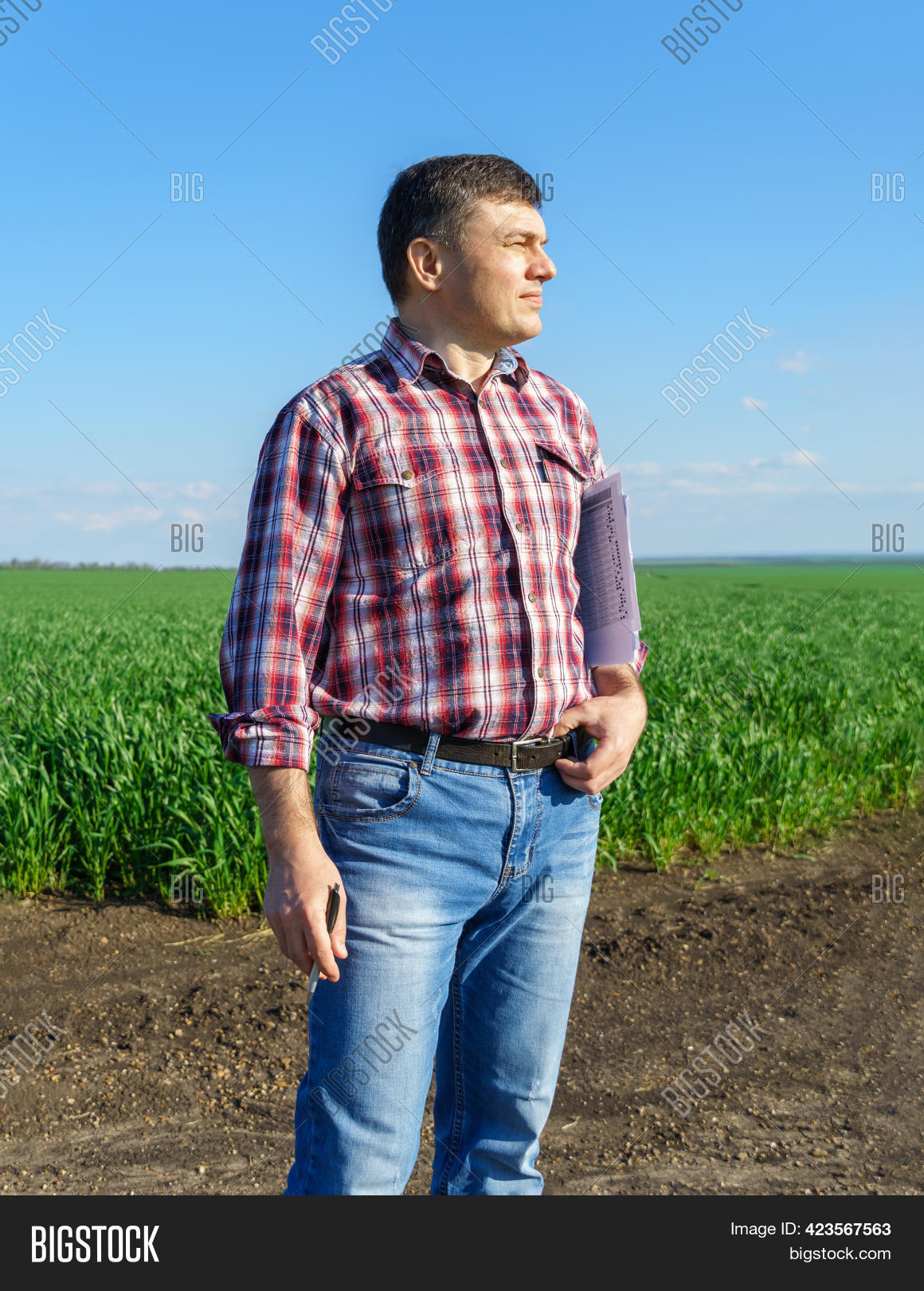 Man Farmer Poses Field Image & Photo (Free Trial) | Bigstock