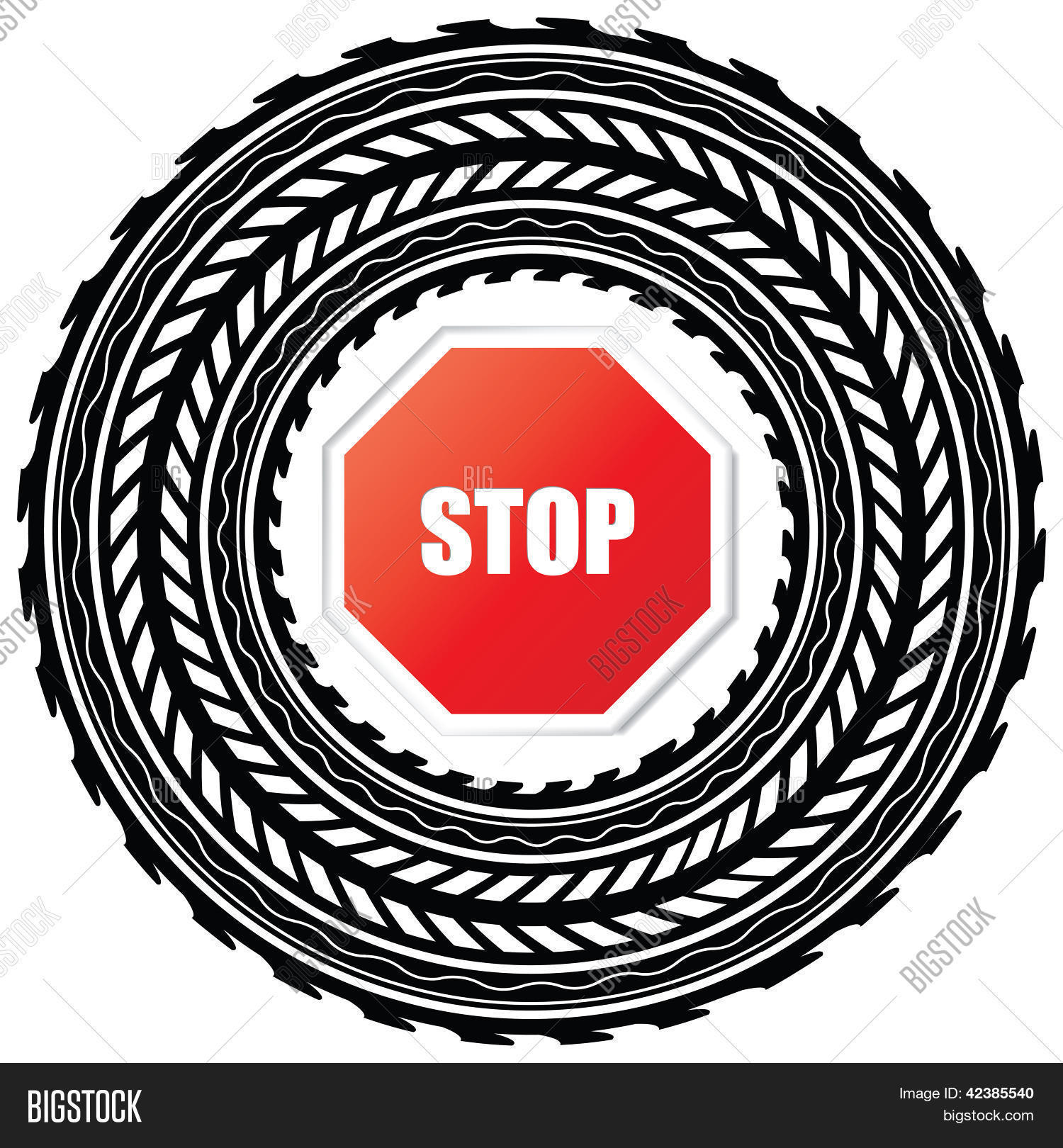 Tire Track Stop Sign Vector & Photo (Free Trial) | Bigstock