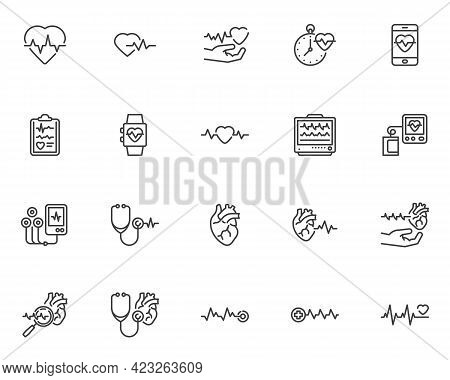 Cardiology Line Icons Vector & Photo (Free Trial) | Bigstock