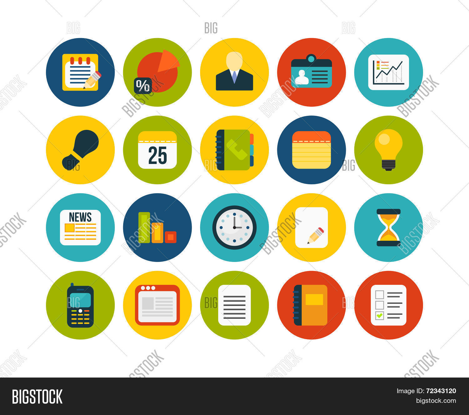 Flat Icons Set Vector & Photo (Free Trial) | Bigstock