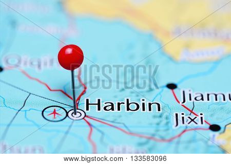 Harbin Pinned On Map Image & Photo (Free Trial) | Bigstock