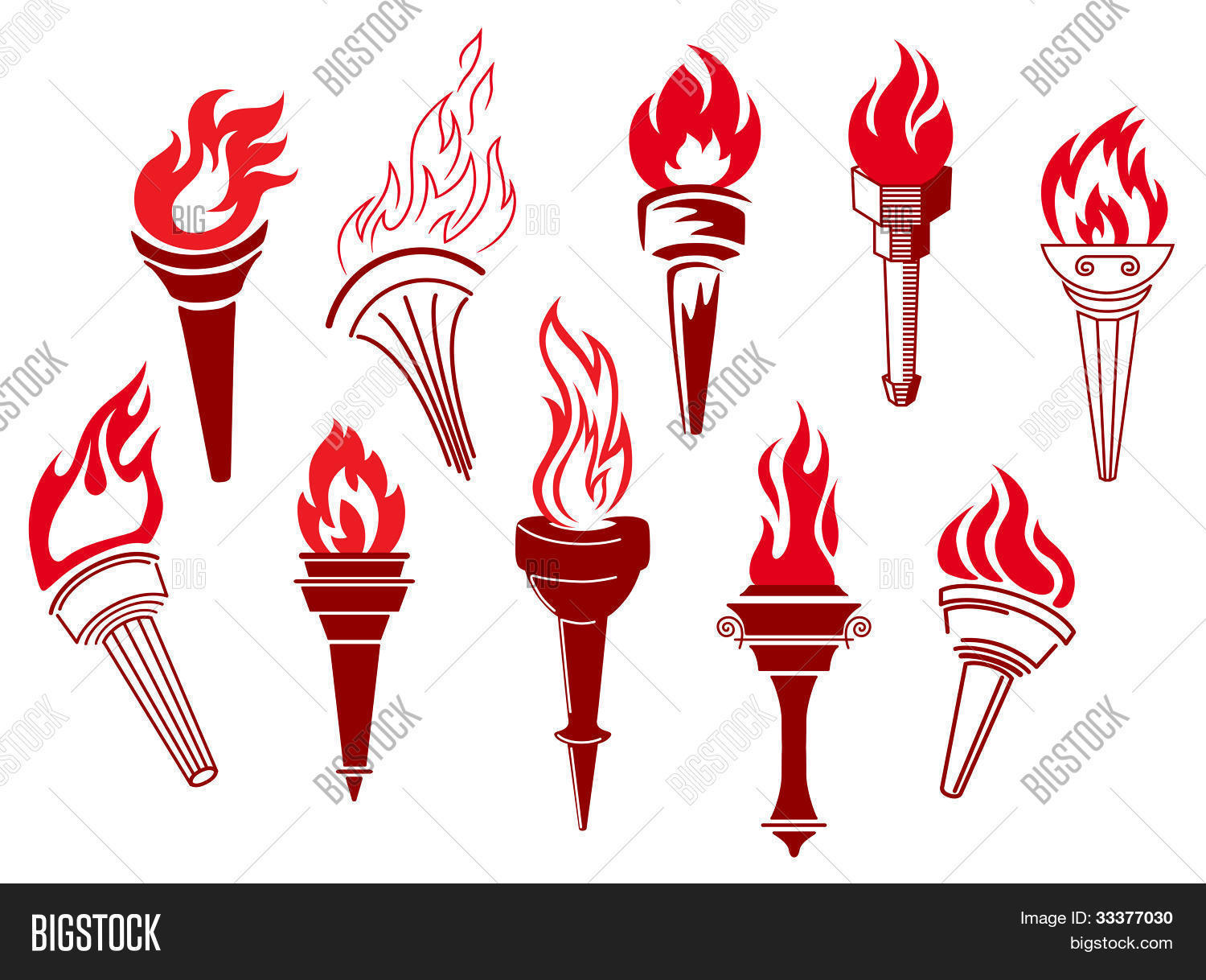 Flaming Retro Torches Vector & Photo (Free Trial) | Bigstock