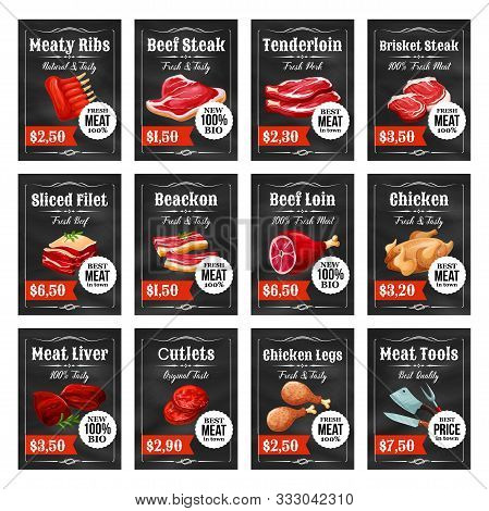 Meat Food Tags Labels Vector & Photo (Free Trial) | Bigstock
