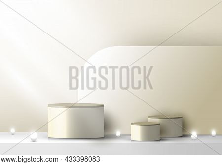 3d Stage Beige Color Vector & Photo (Free Trial) | Bigstock