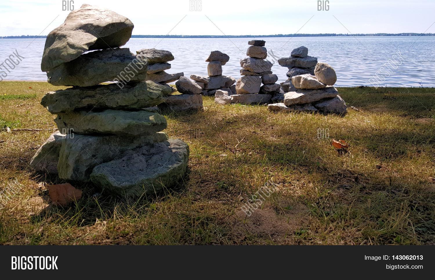 Some Inukshuks Along Image & Photo (Free Trial) | Bigstock
