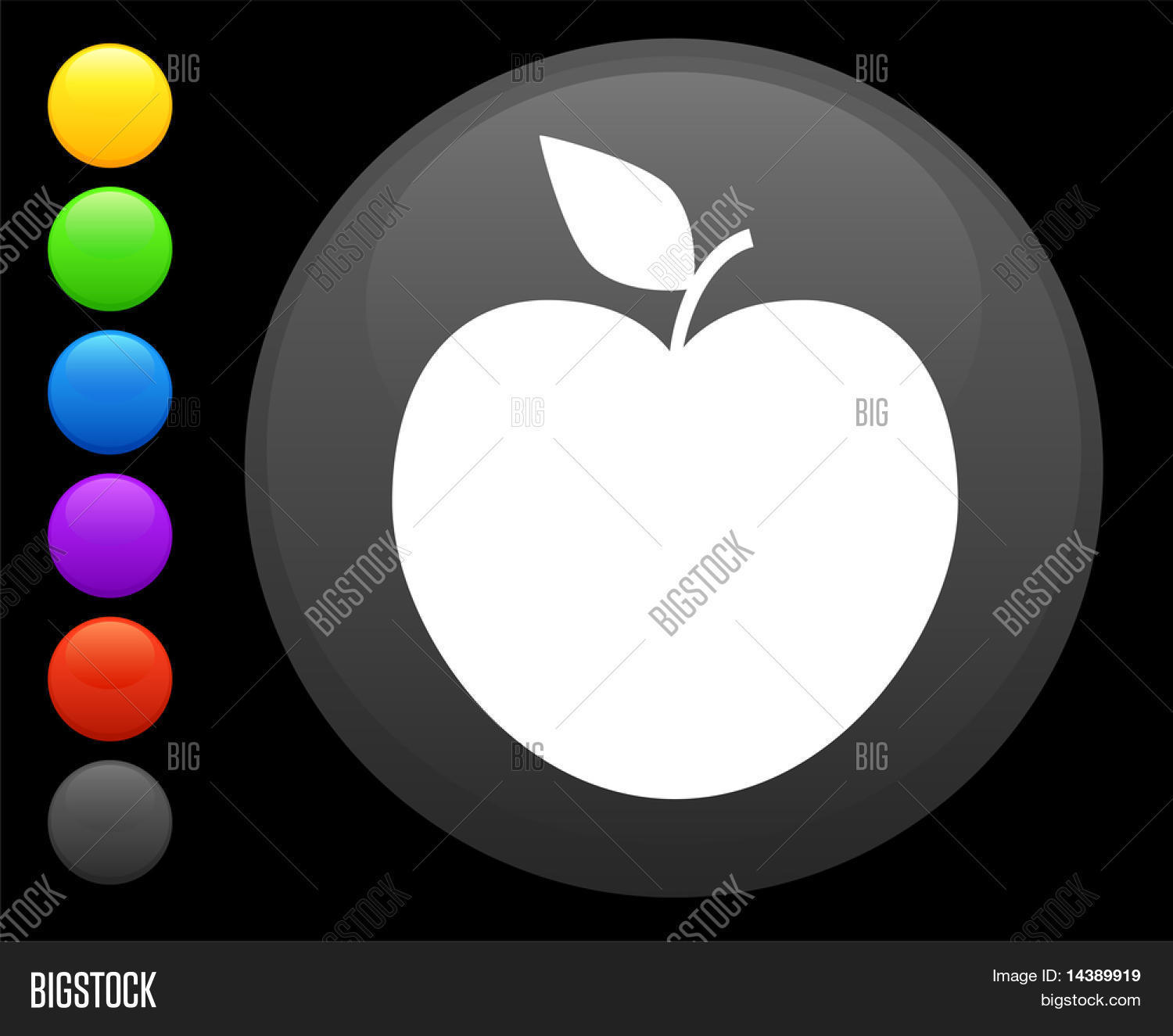 Apple Icon On Round Vector & Photo (Free Trial) | Bigstock