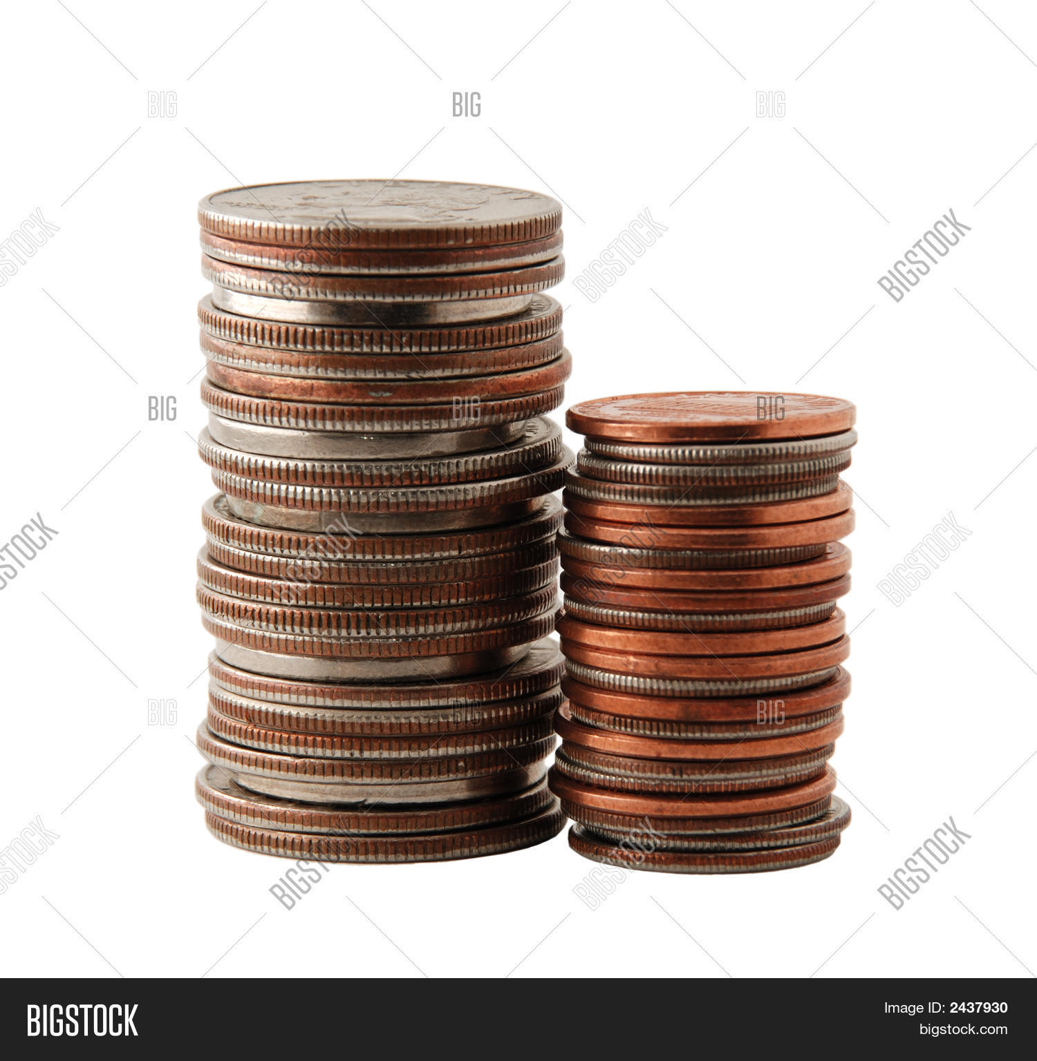 Two Piles Coins Image & Photo (Free Trial) | Bigstock