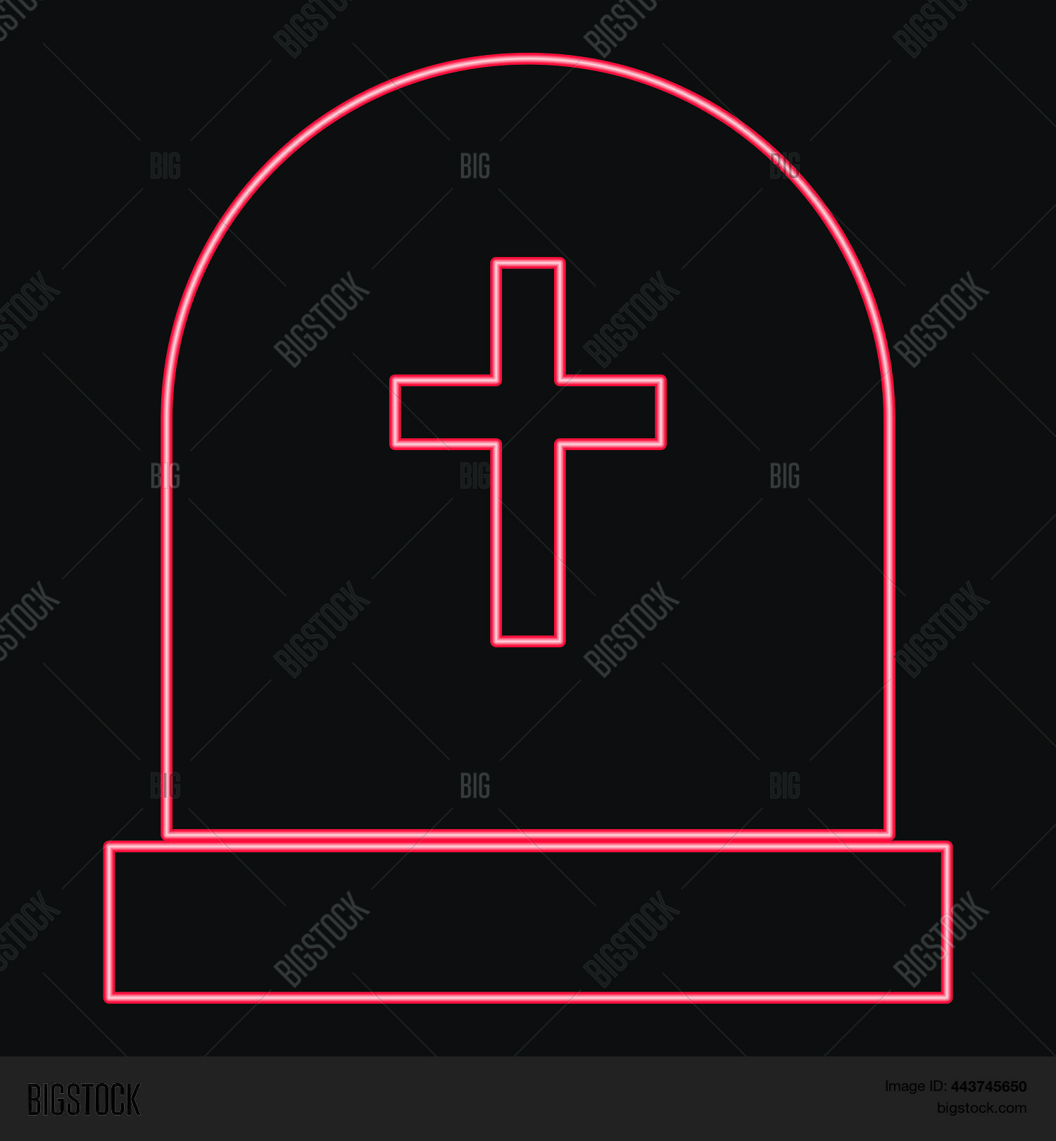 Neon Tomb Stone Red Vector & Photo (Free Trial) | Bigstock