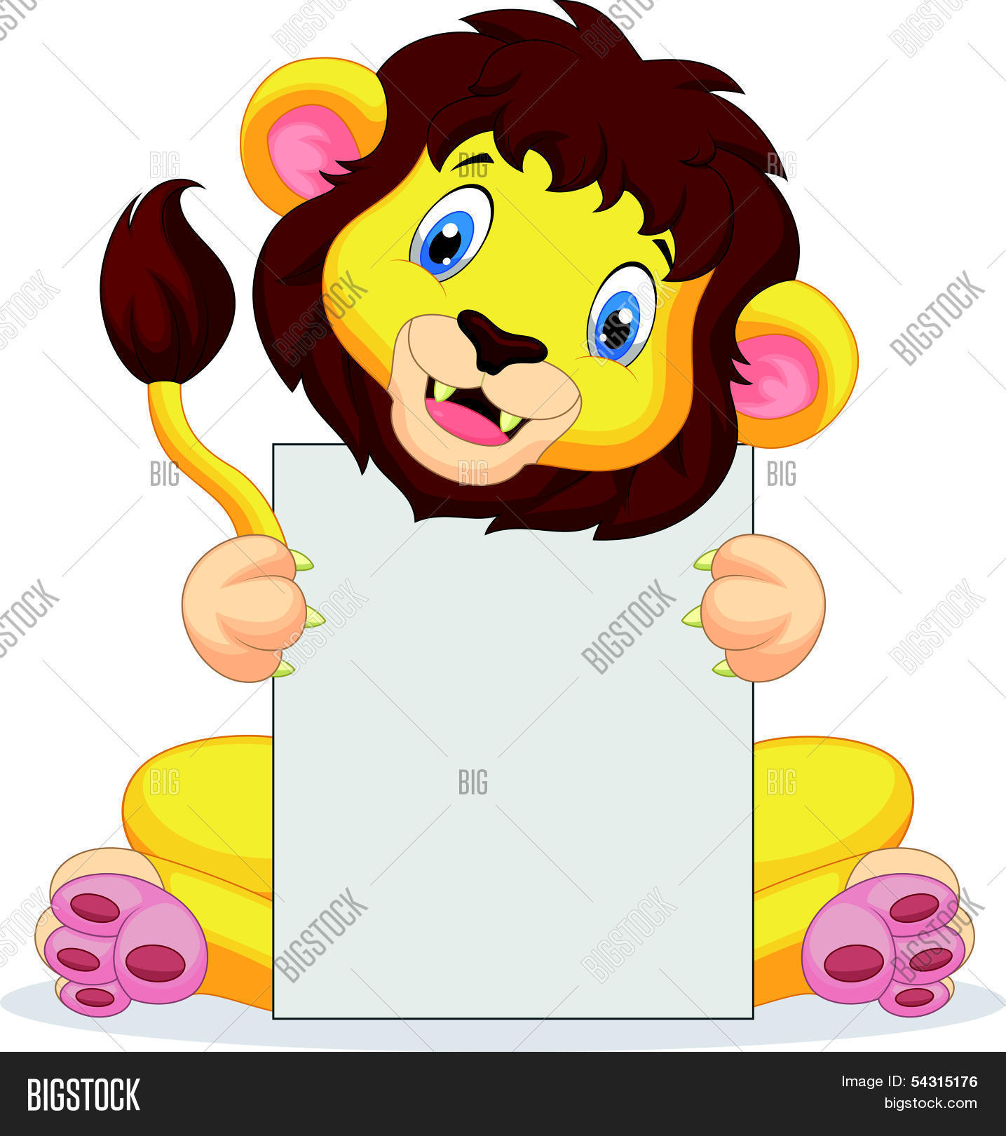 Lion Cartoon Holding Vector & Photo (Free Trial) | Bigstock