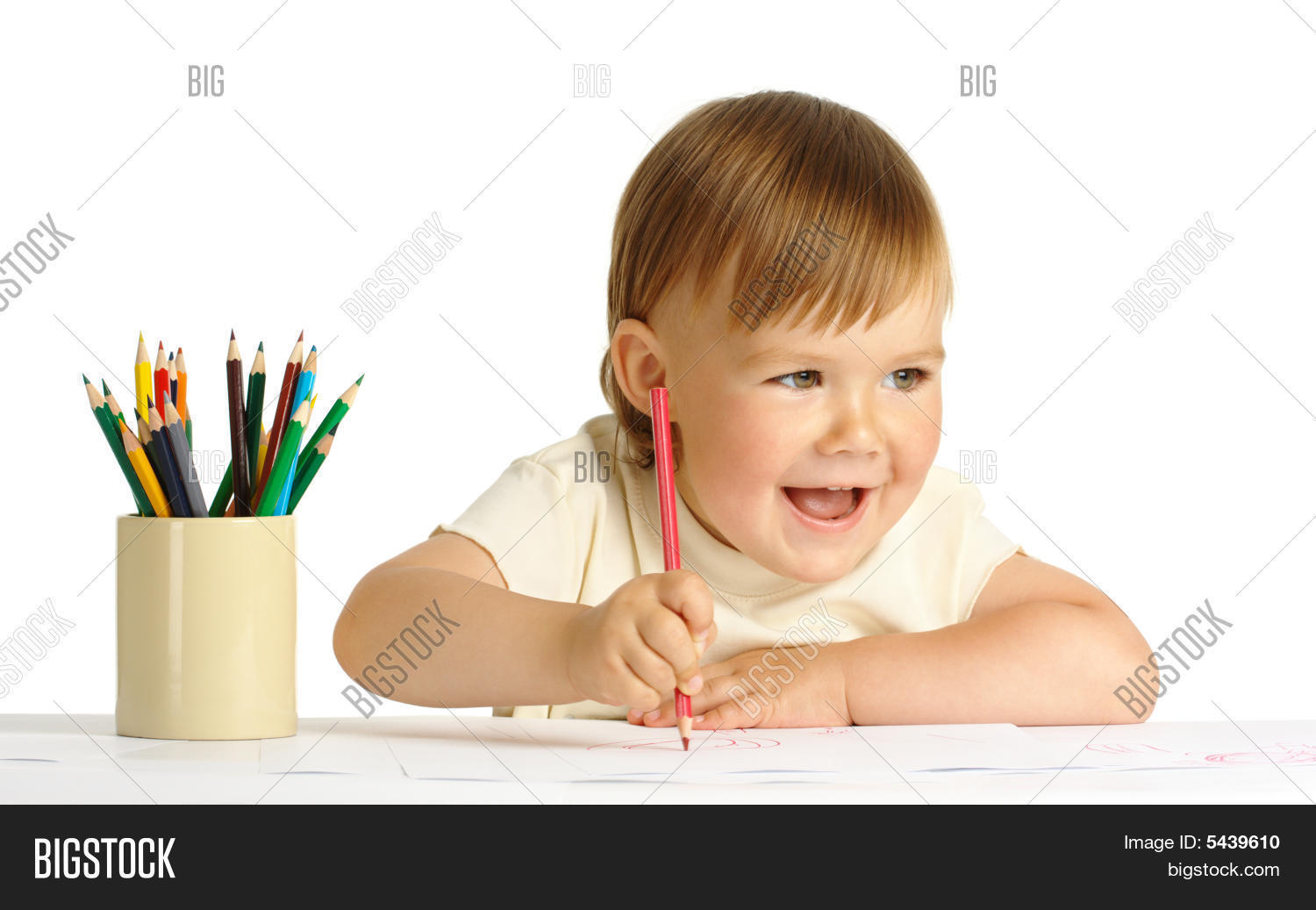 Cute Happy Child Draw Image & Photo (Free Trial) | Bigstock