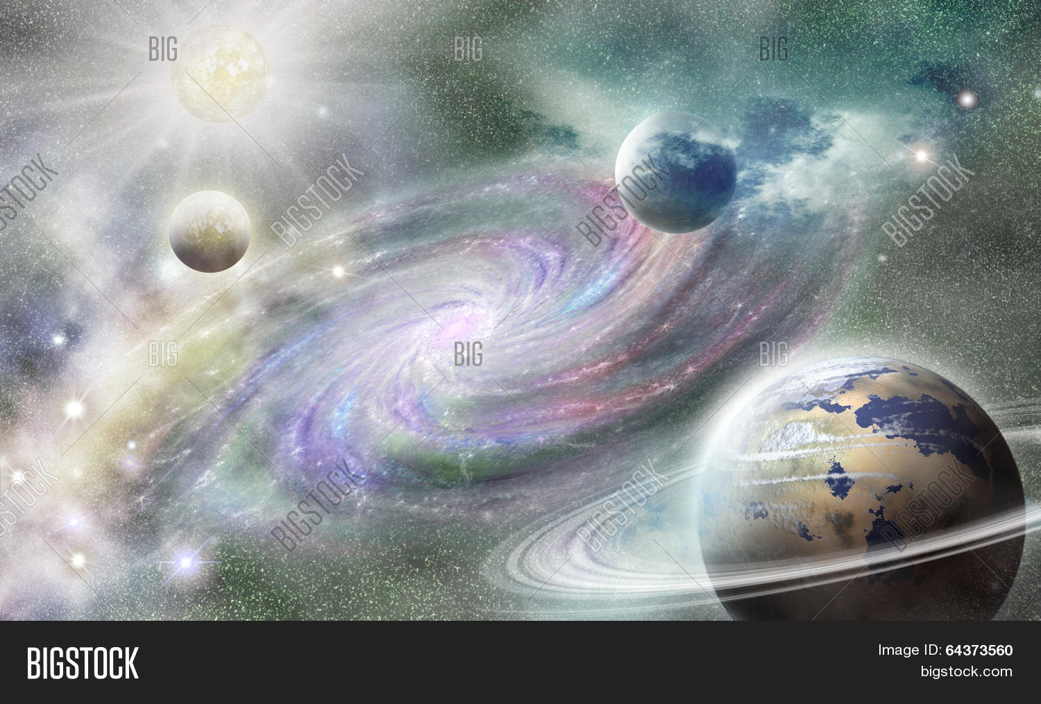Spiral Galaxy Planets Image & Photo (Free Trial) | Bigstock