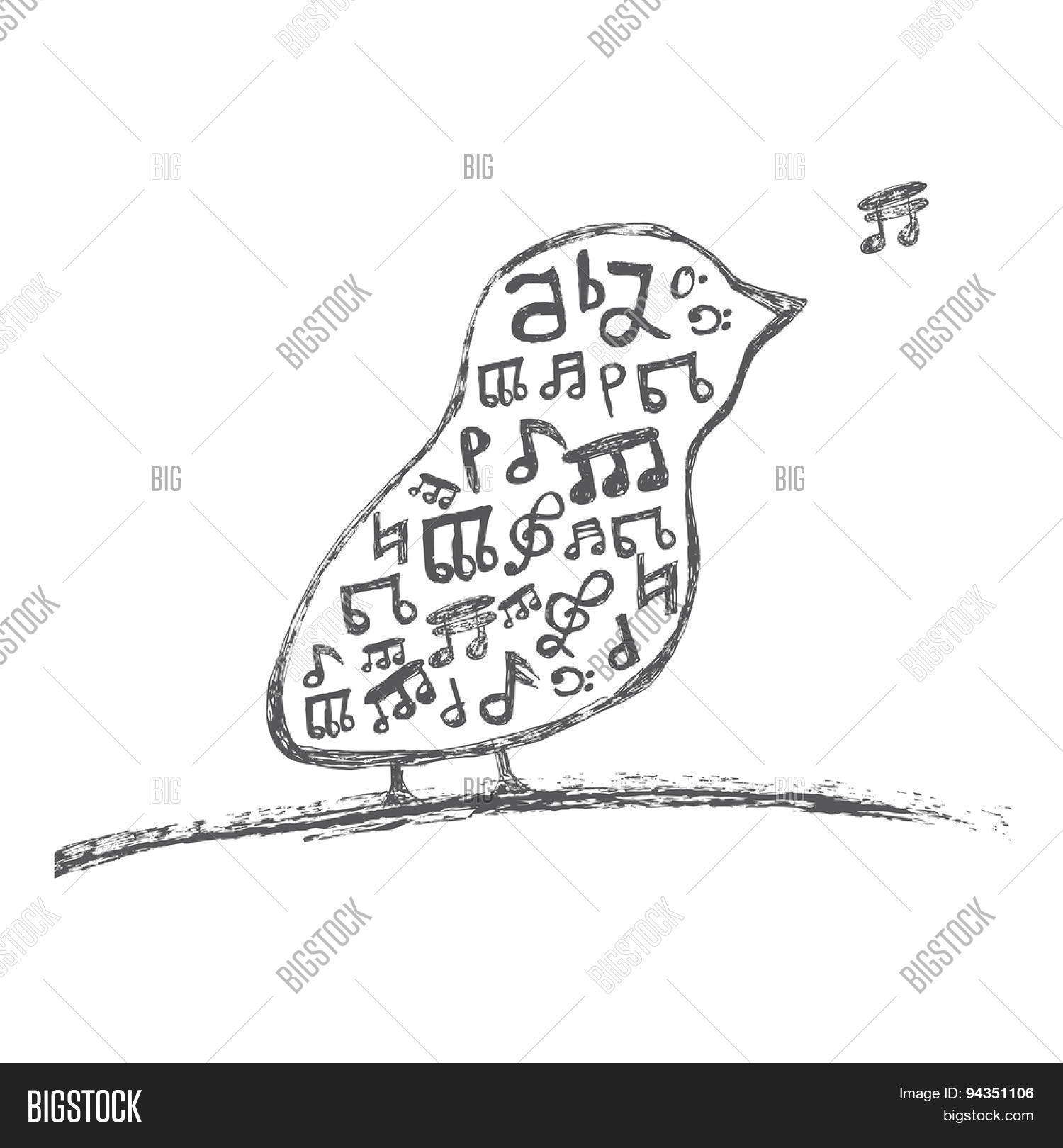Bird Musical Notes Vector & Photo (Free Trial) | Bigstock