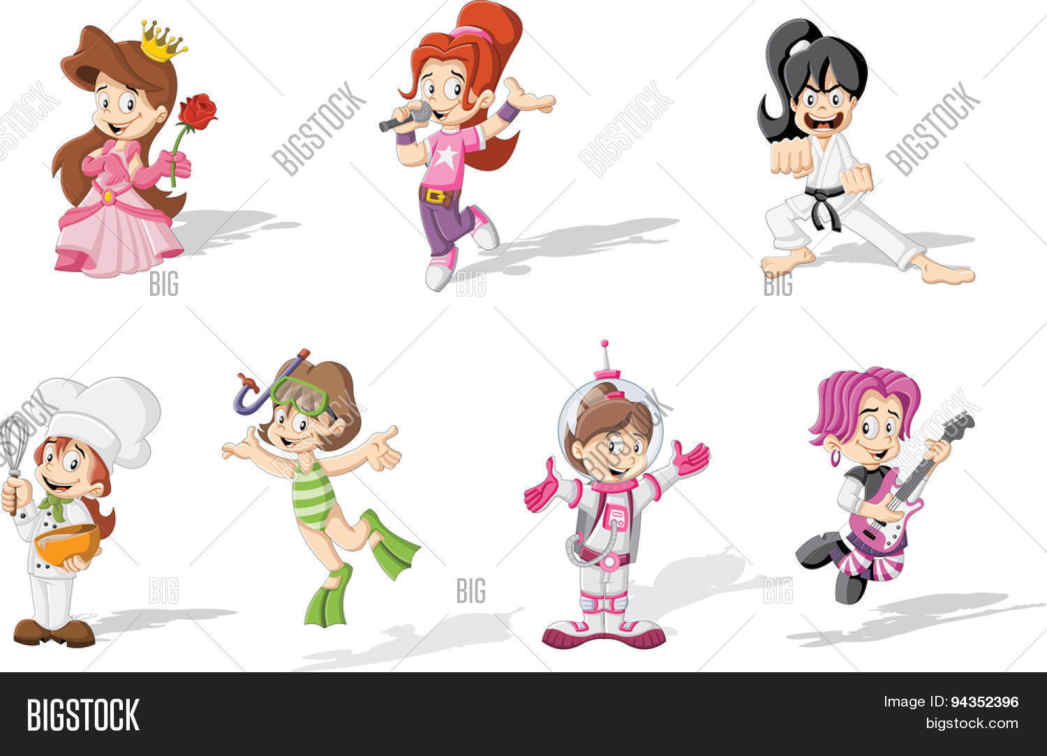 Group Cartoon Girls Vector & Photo (Free Trial) | Bigstock