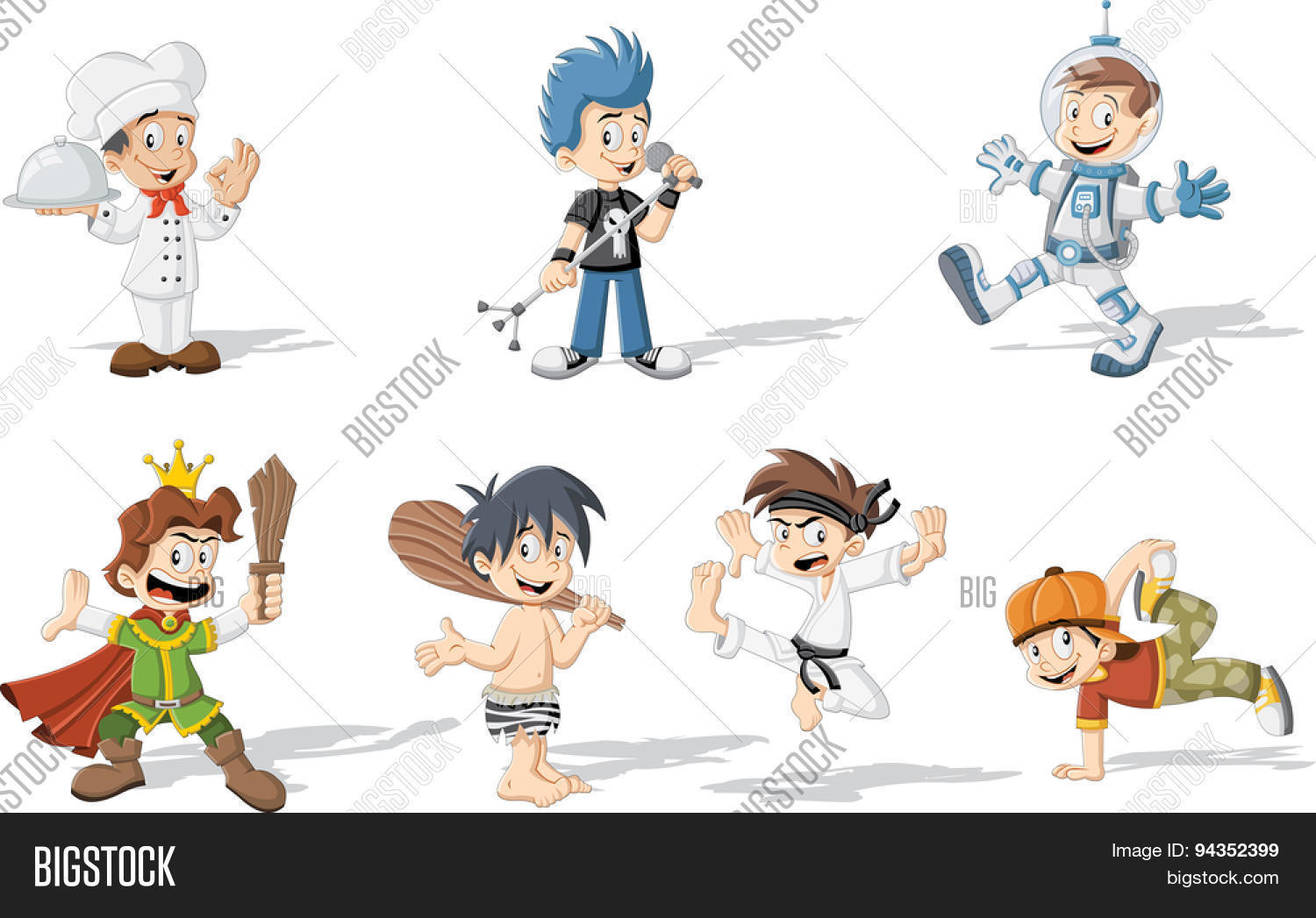 Group Cartoon Boys Vector & Photo (Free Trial) | Bigstock