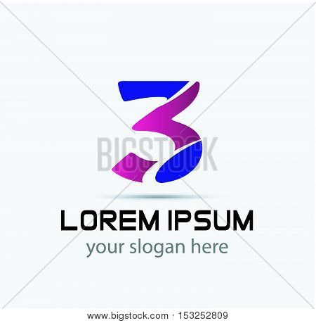 Number Three 3 Logo Vector & Photo (Free Trial) | Bigstock