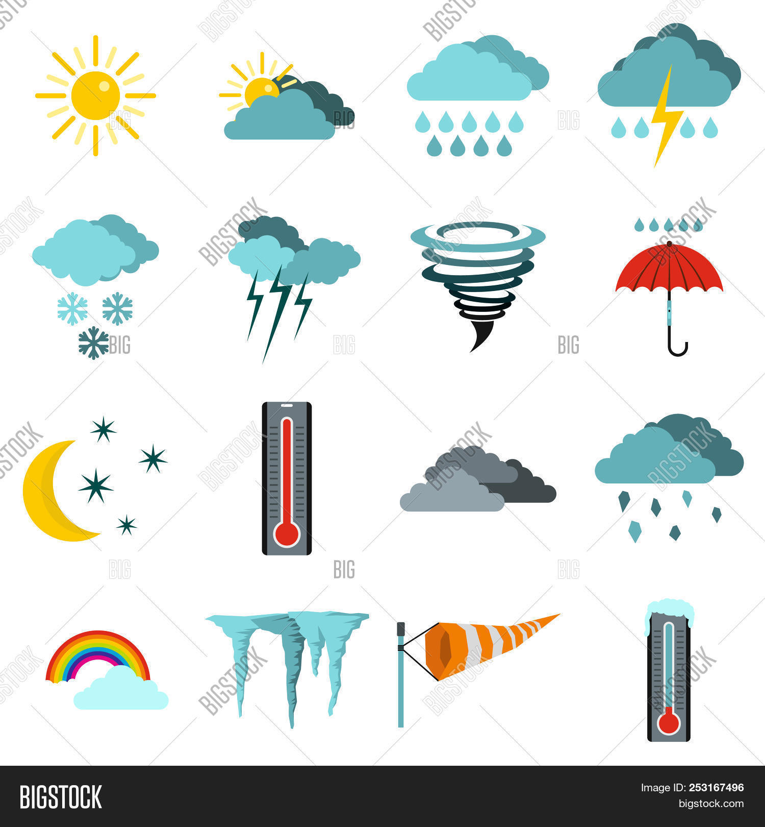 Flat Weather Icons Set Image & Photo (Free Trial) | Bigstock