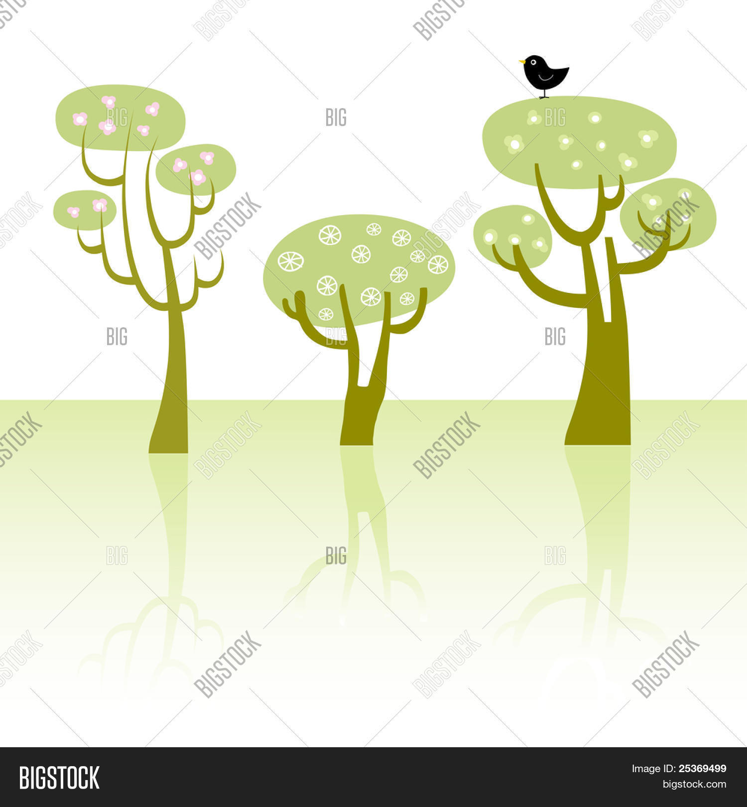 Spring Trees Flowers Vector & Photo (Free Trial) | Bigstock