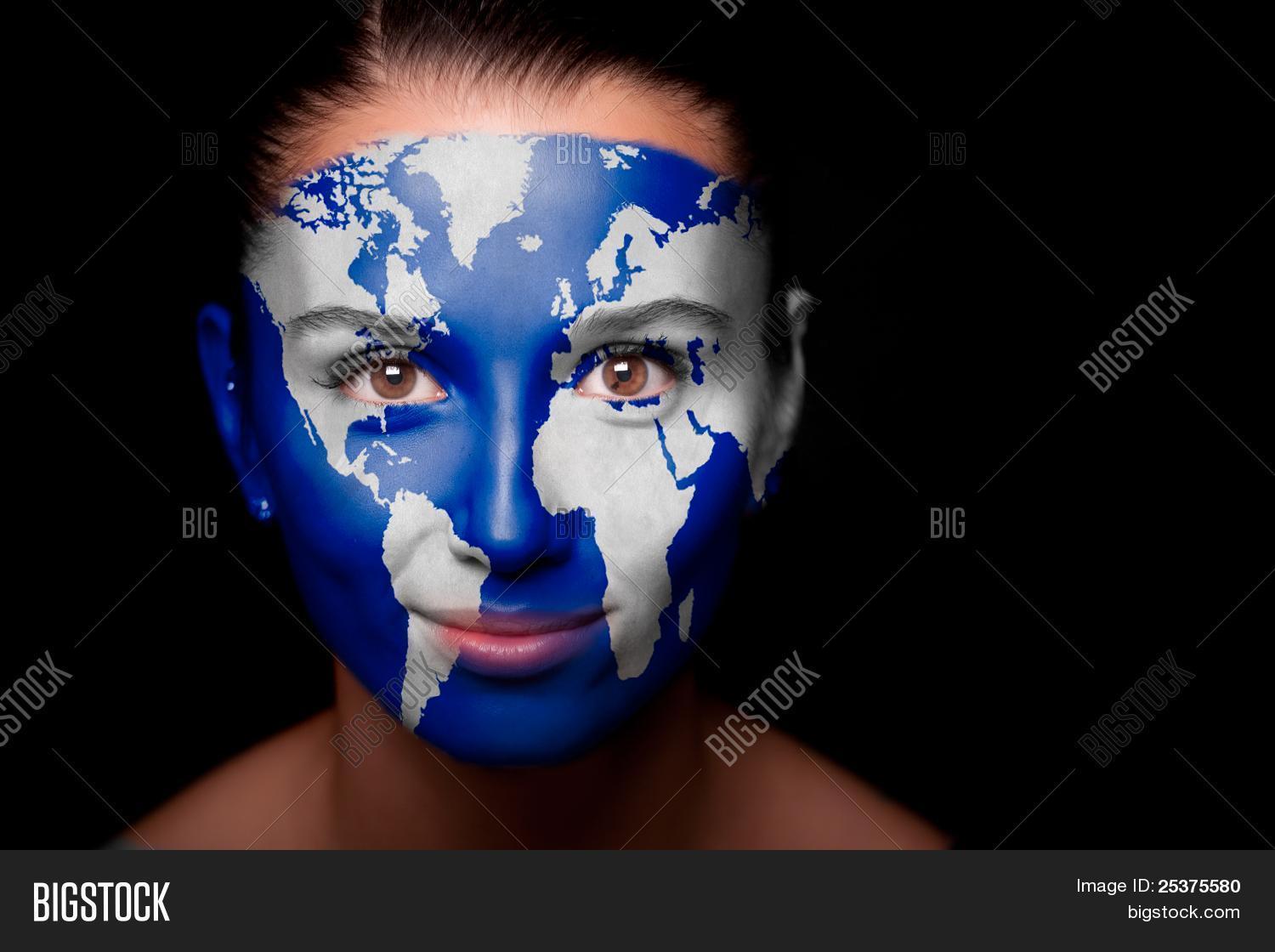 Girl Painted Map World Image & Photo (Free Trial) | Bigstock