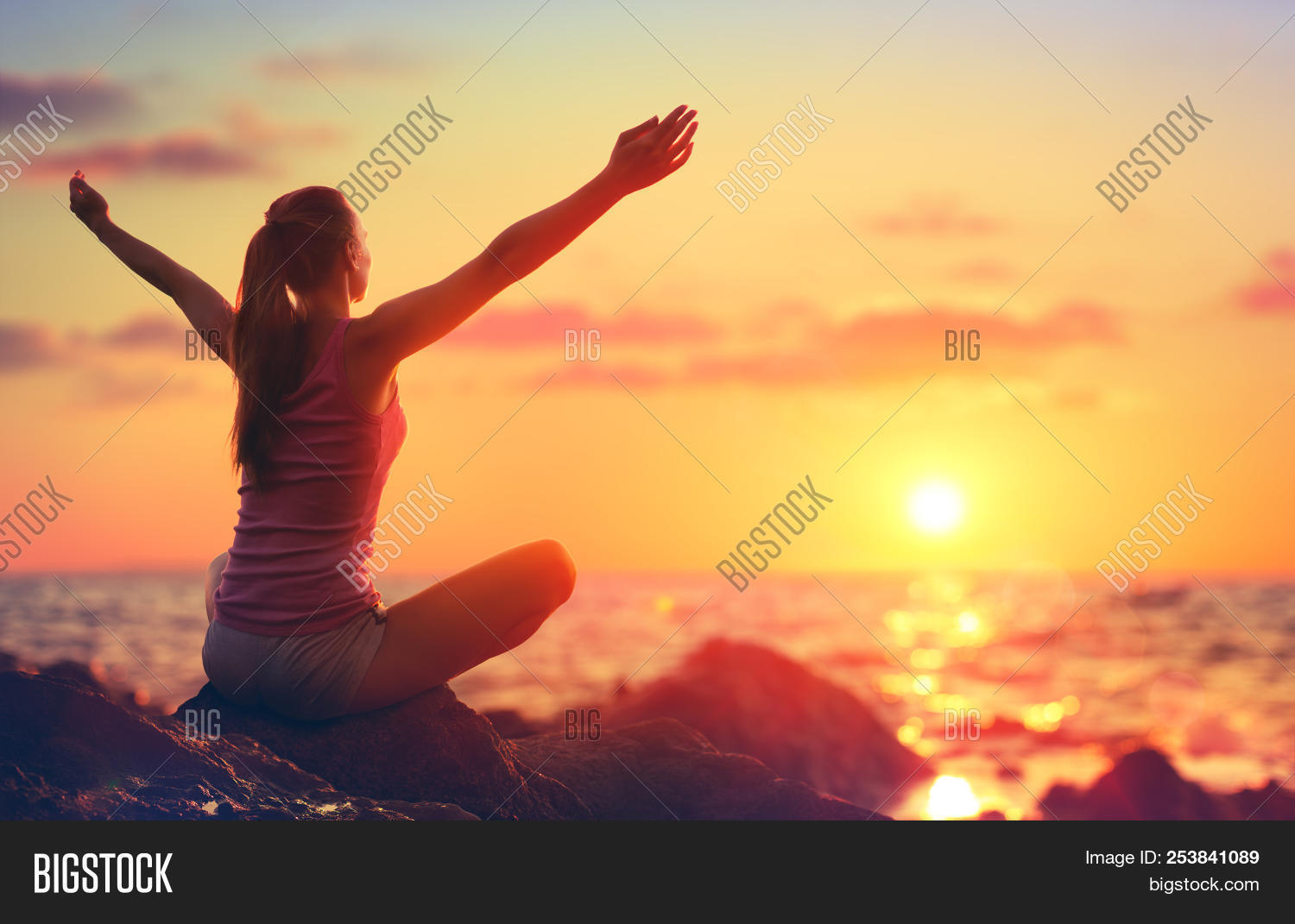 Relaxation Yoga Sunset Image & Photo (Free Trial) | Bigstock