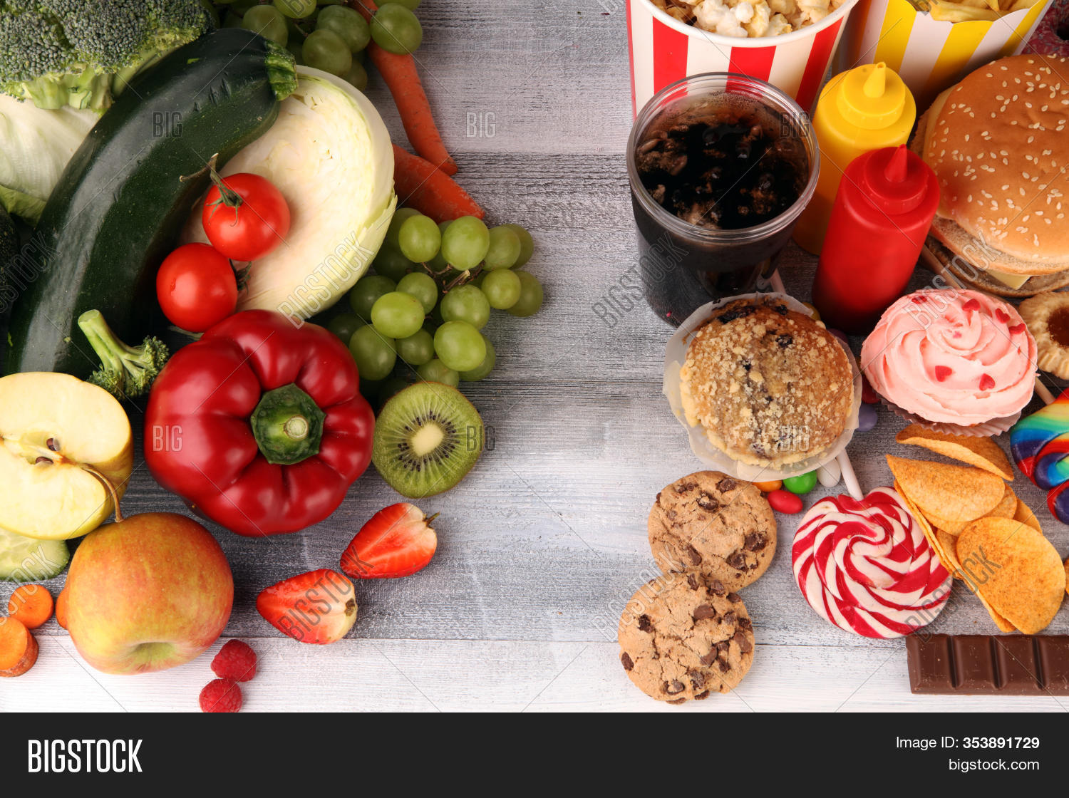 Healthy Unhealthy Food Image & Photo (Free Trial) | Bigstock