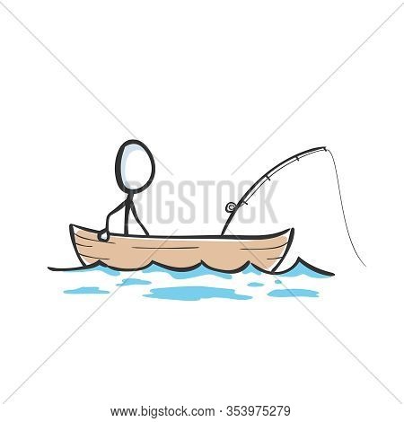 Man Fishing Boat On Vector & Photo (Free Trial) | Bigstock