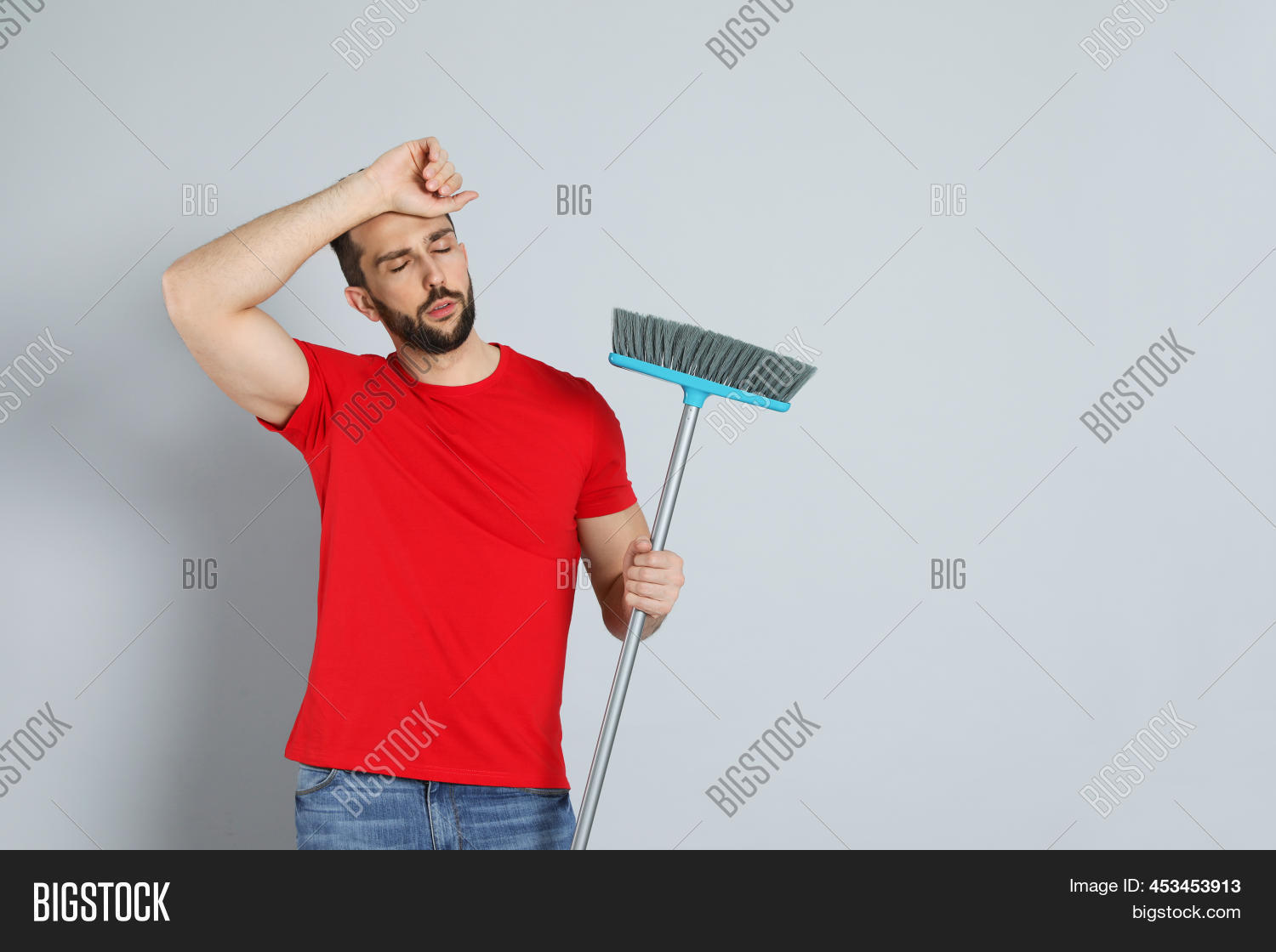 Tired Man Broom On Image & Photo (Free Trial) | Bigstock