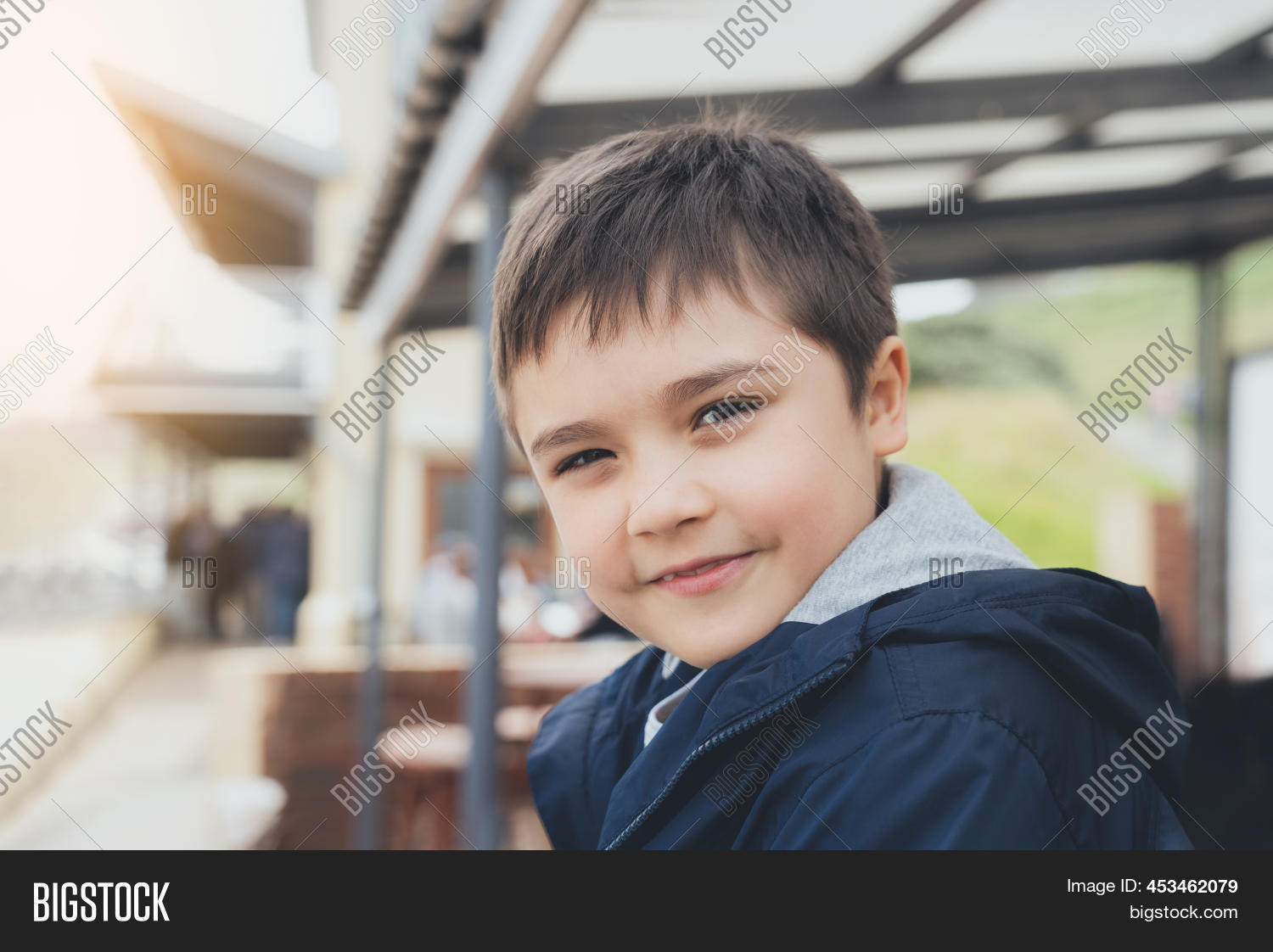 Kid Sitting Bust Stop Image & Photo (Free Trial) | Bigstock