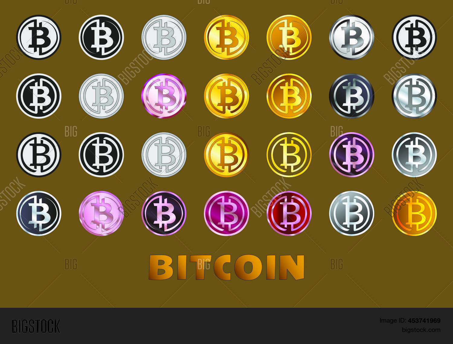 Set Bitcoin Logos Vector & Photo (Free Trial) | Bigstock