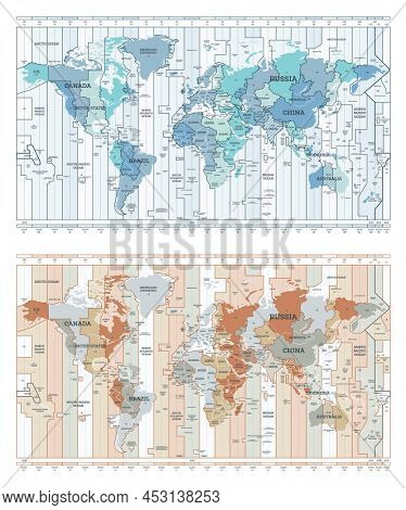 Time Zone Maps Set. Image & Photo (Free Trial) | Bigstock