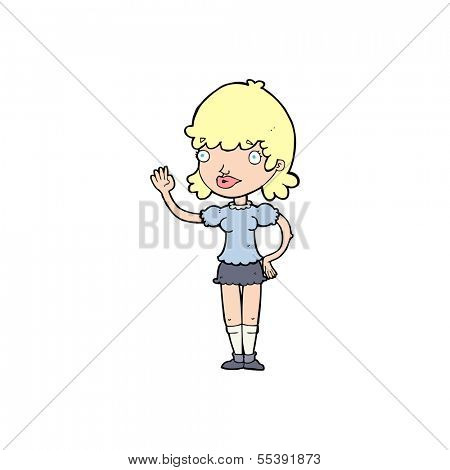 Cartoon Waving Woman Vector & Photo (Free Trial) | Bigstock