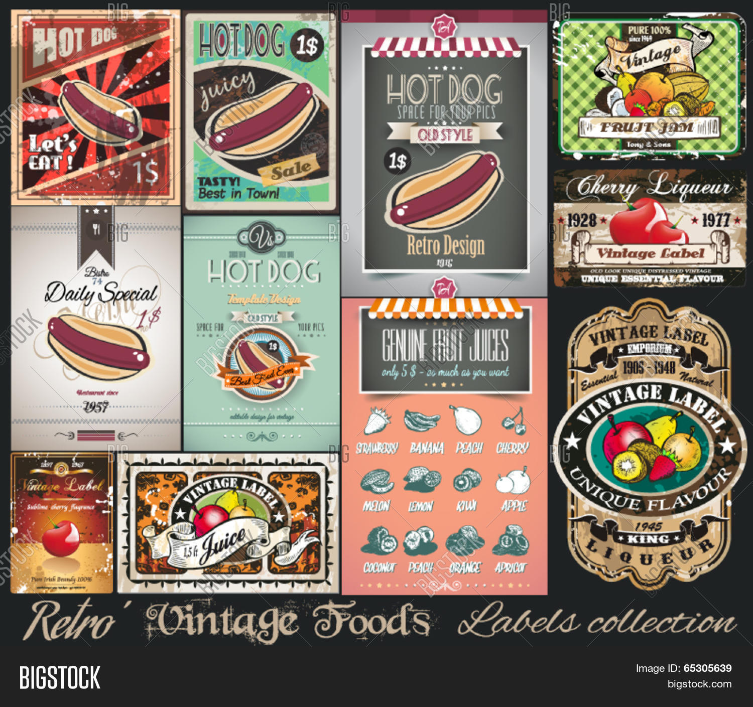 Retro Vintage Foods Vector & Photo (Free Trial) | Bigstock