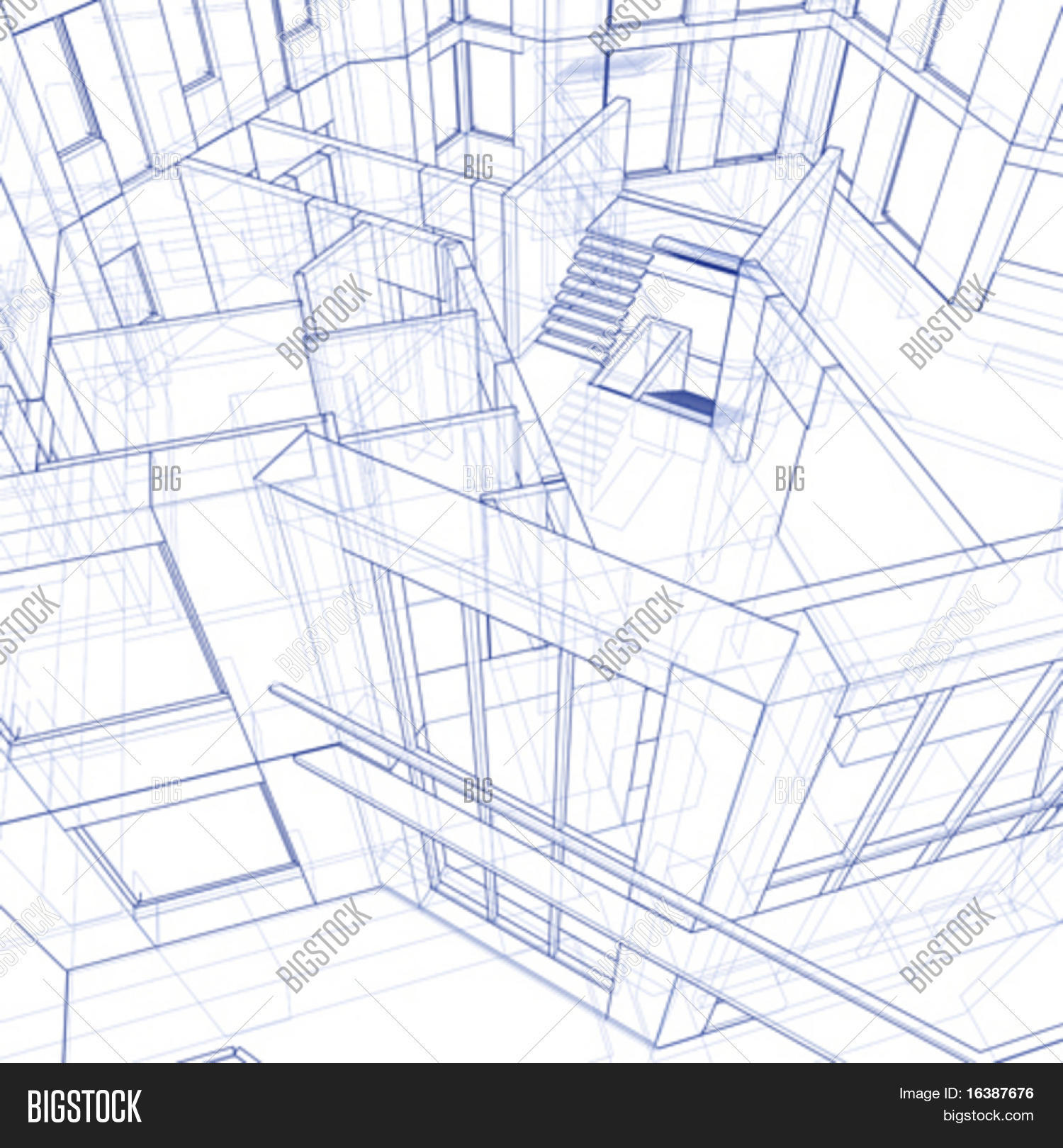 3d Blueprint House: Vector & Photo (Free Trial) | Bigstock