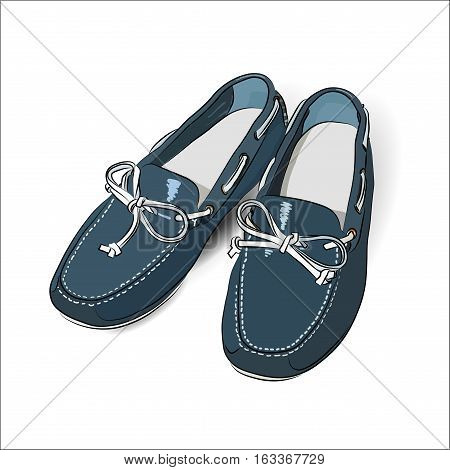 Blue Female Moccasins Vector & Photo (Free Trial) | Bigstock