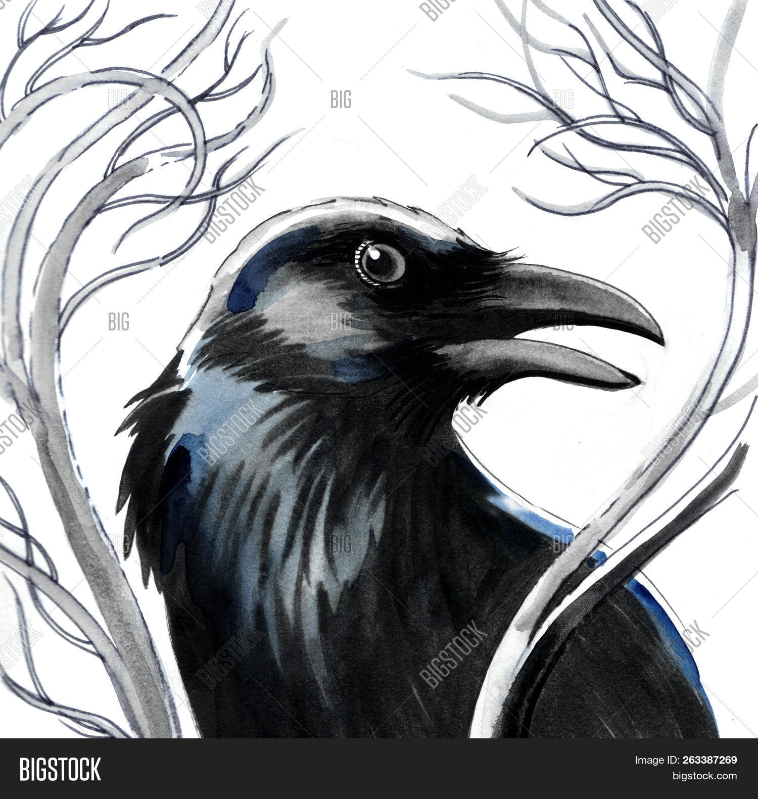 Black Raven On Tree. Image & Photo (Free Trial) | Bigstock