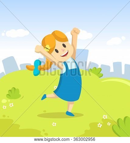 Cartoon Girl Jumping For Joy