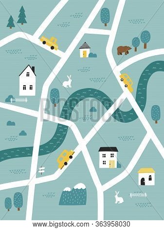 Cute Kids Map Roads, Vector & Photo (Free Trial) | Bigstock