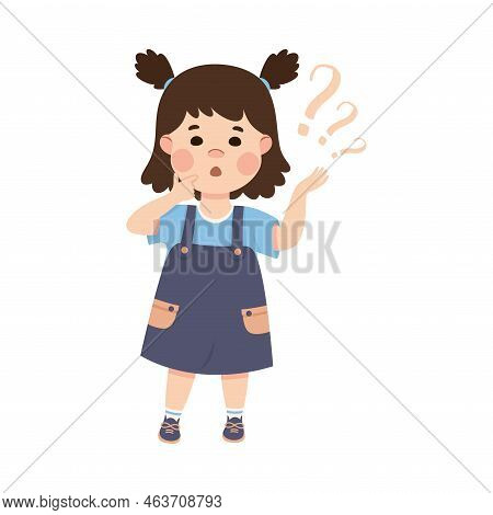 Puzzled Little Girl Vector & Photo (Free Trial) | Bigstock