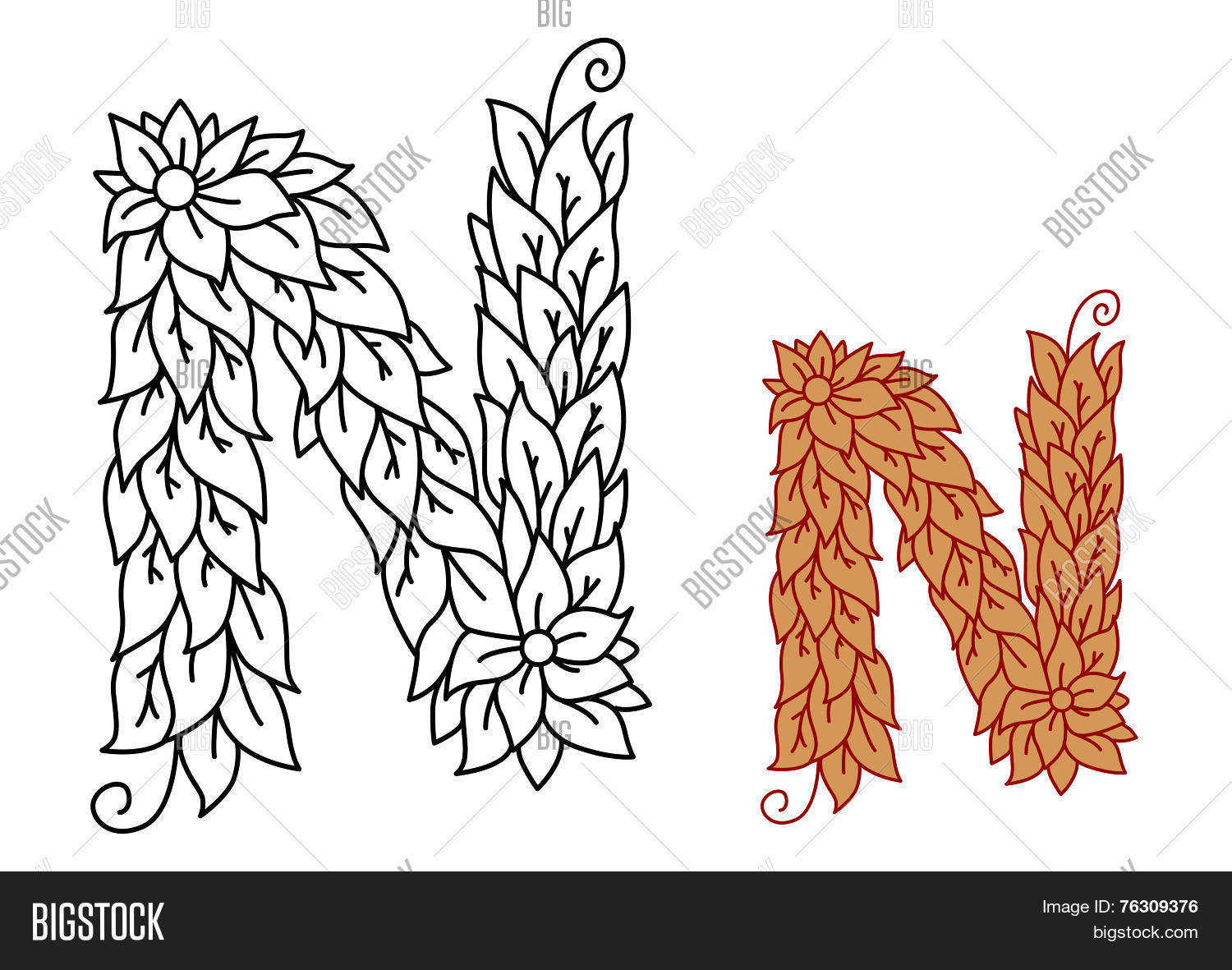 Alphabet Letter N Vector & Photo (Free Trial) | Bigstock