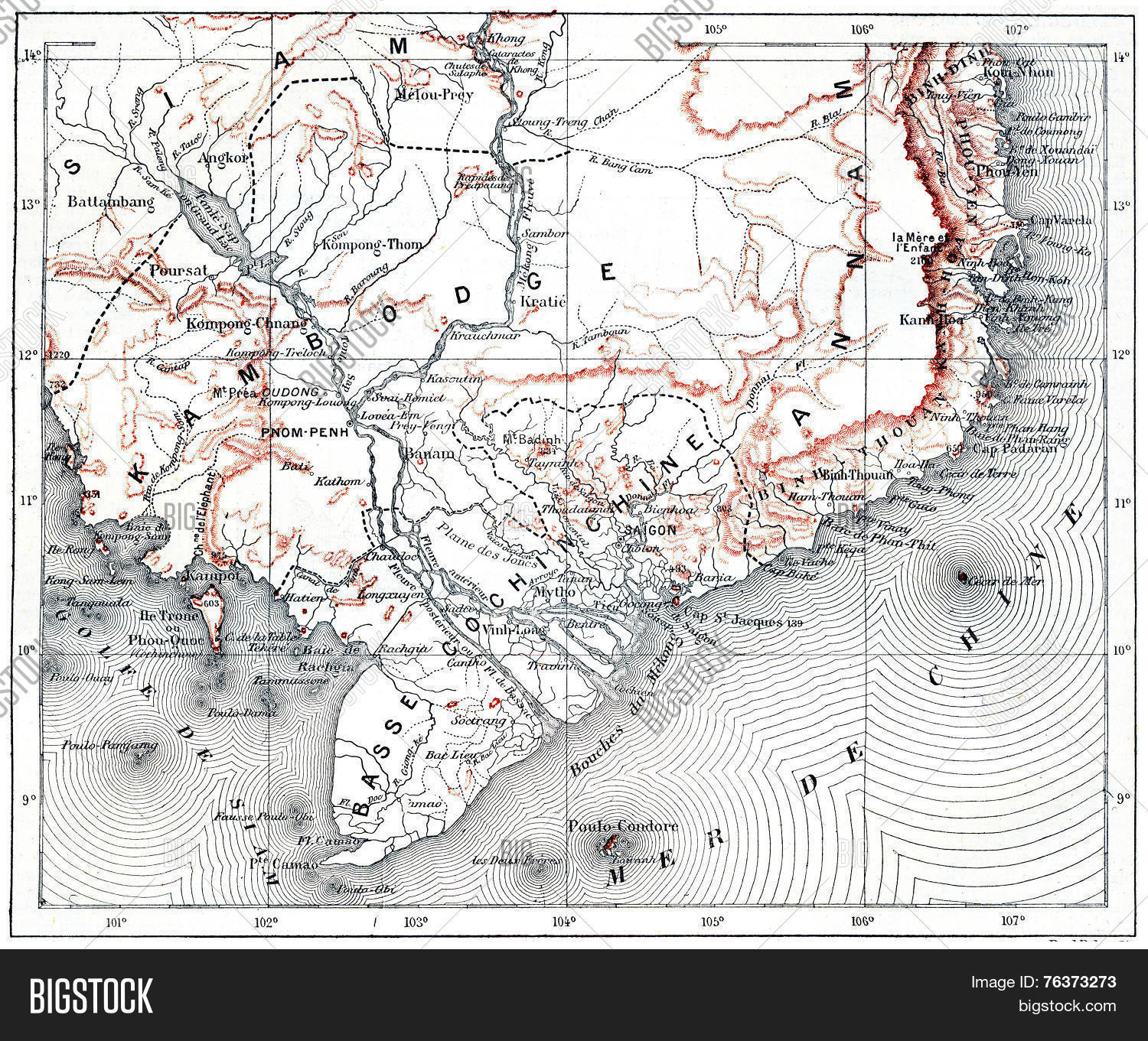 Map Lower Cochinchina Image & Photo (Free Trial) | Bigstock