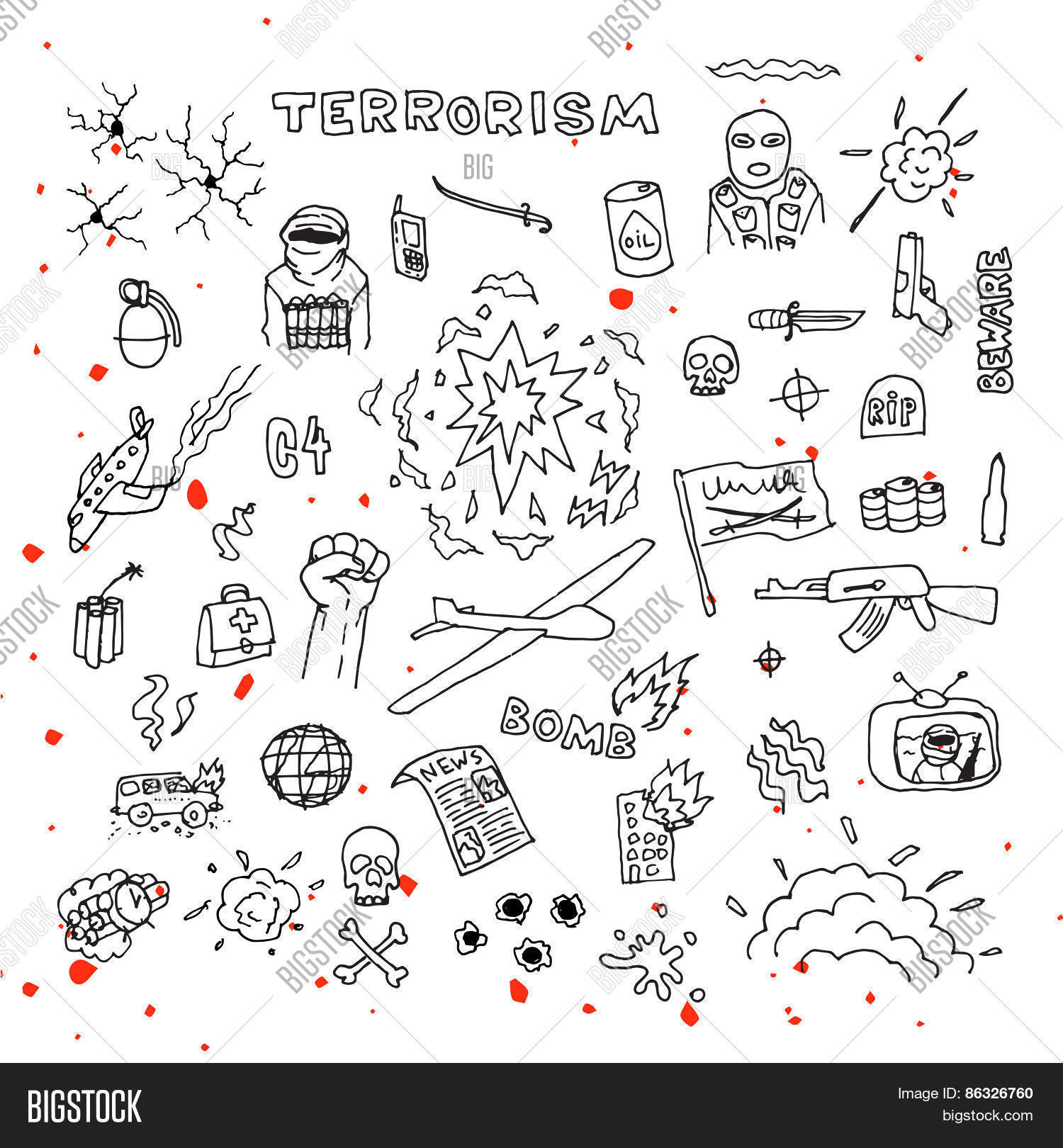 Hand Drawn Terrorism Vector & Photo (Free Trial) | Bigstock