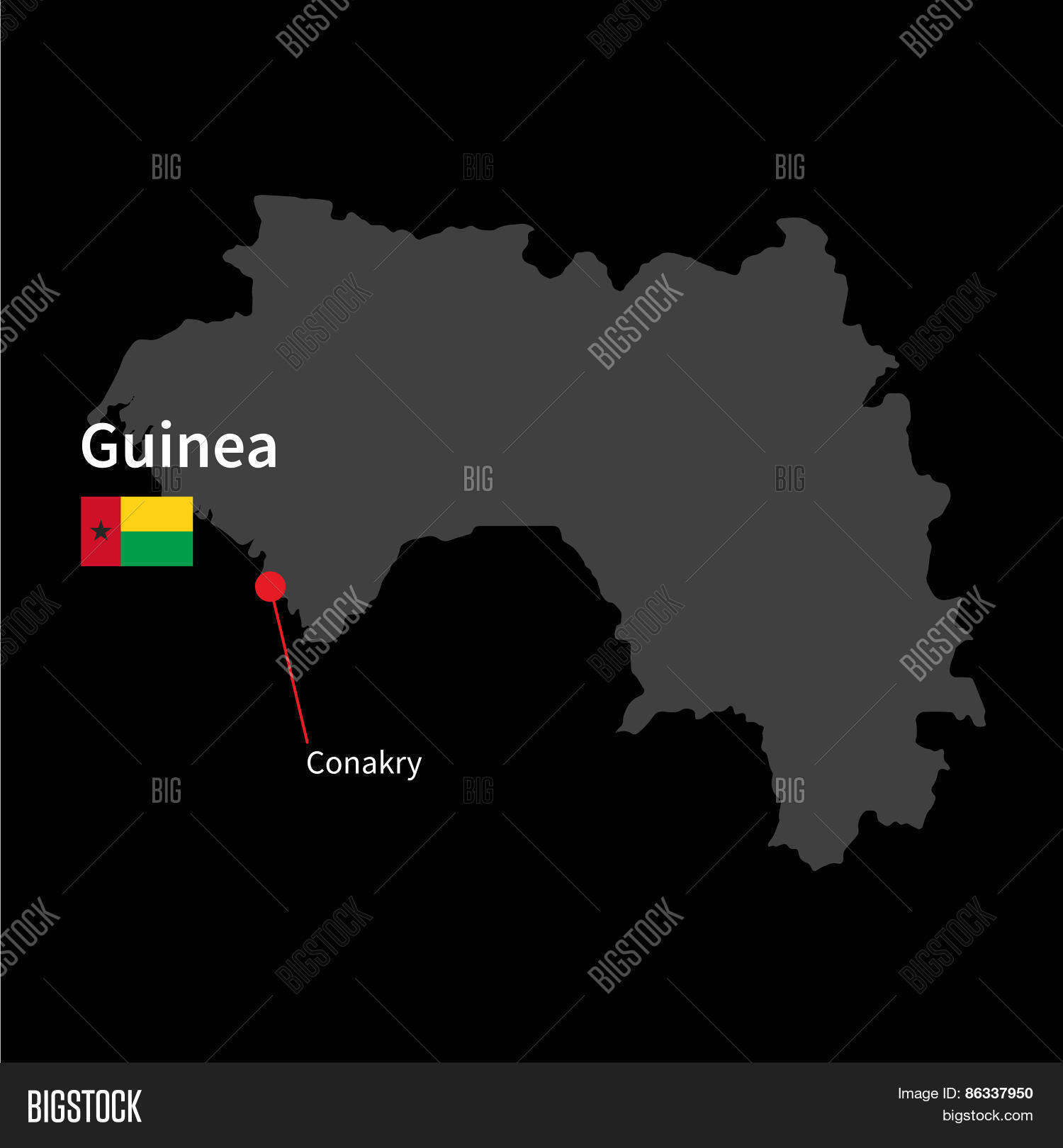 Detailed Map Guinea Vector & Photo (Free Trial) | Bigstock