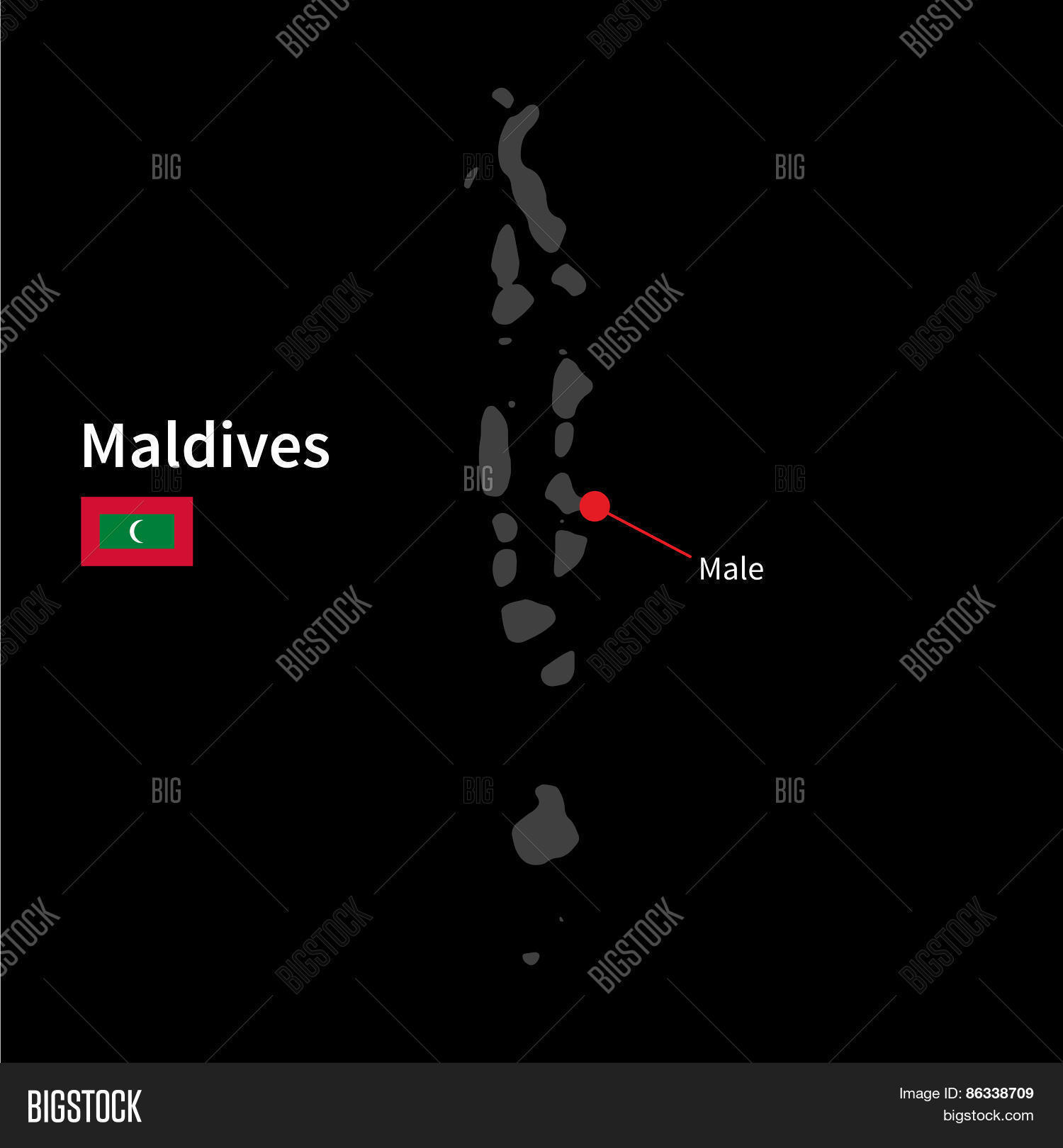 Detailed Map Maldives Vector & Photo (Free Trial) | Bigstock