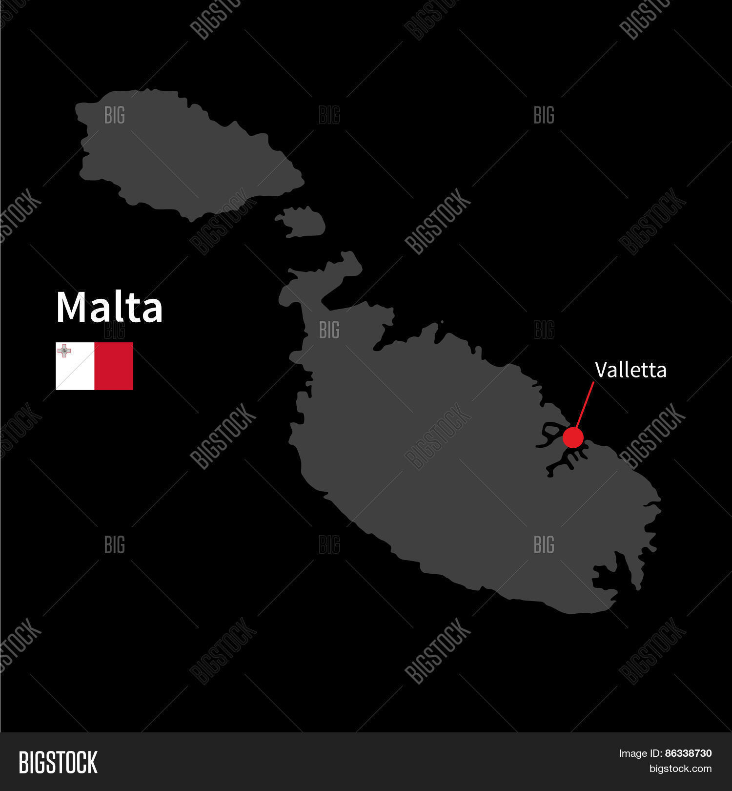 Detailed Map Malta Vector & Photo (Free Trial) | Bigstock
