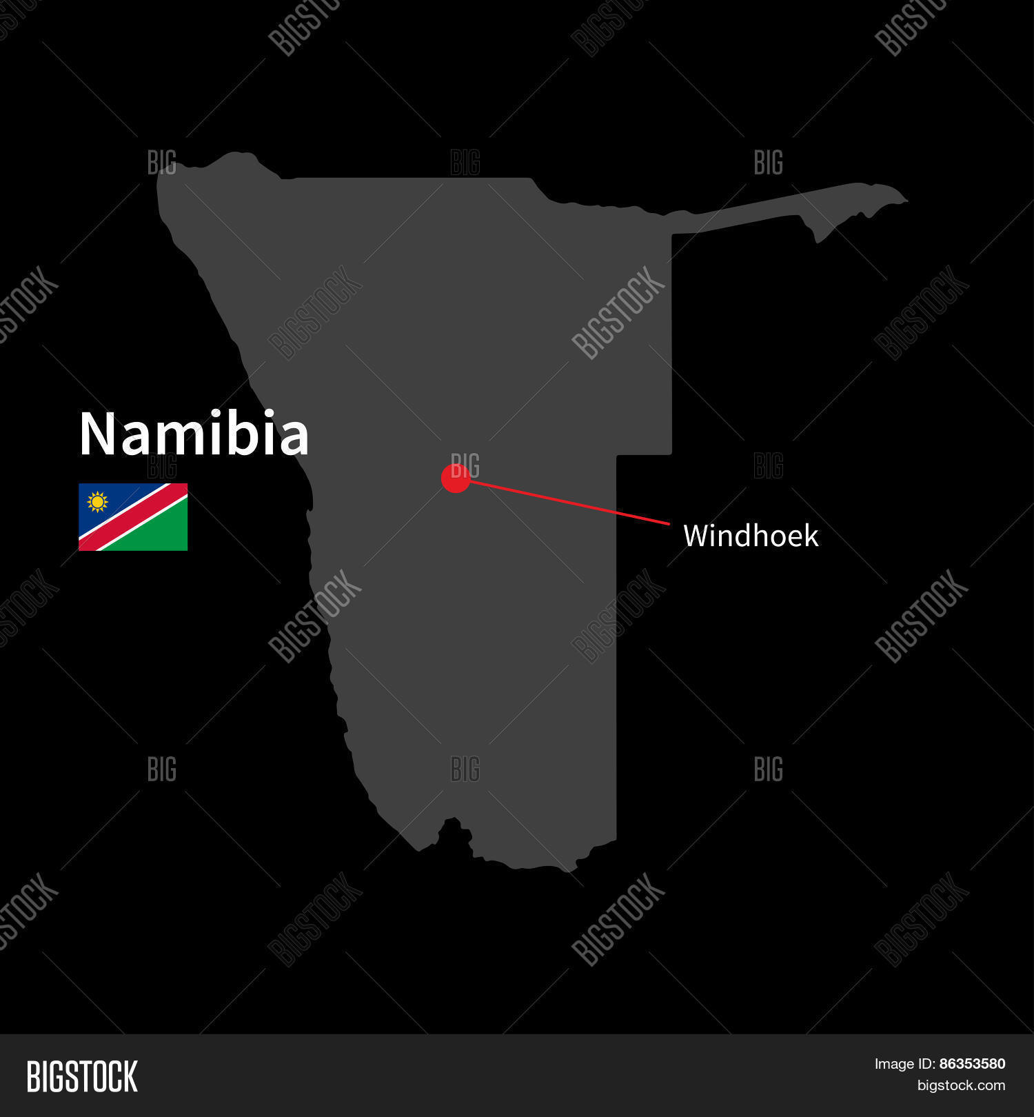 Detailed Map Namibia Vector & Photo (Free Trial) | Bigstock