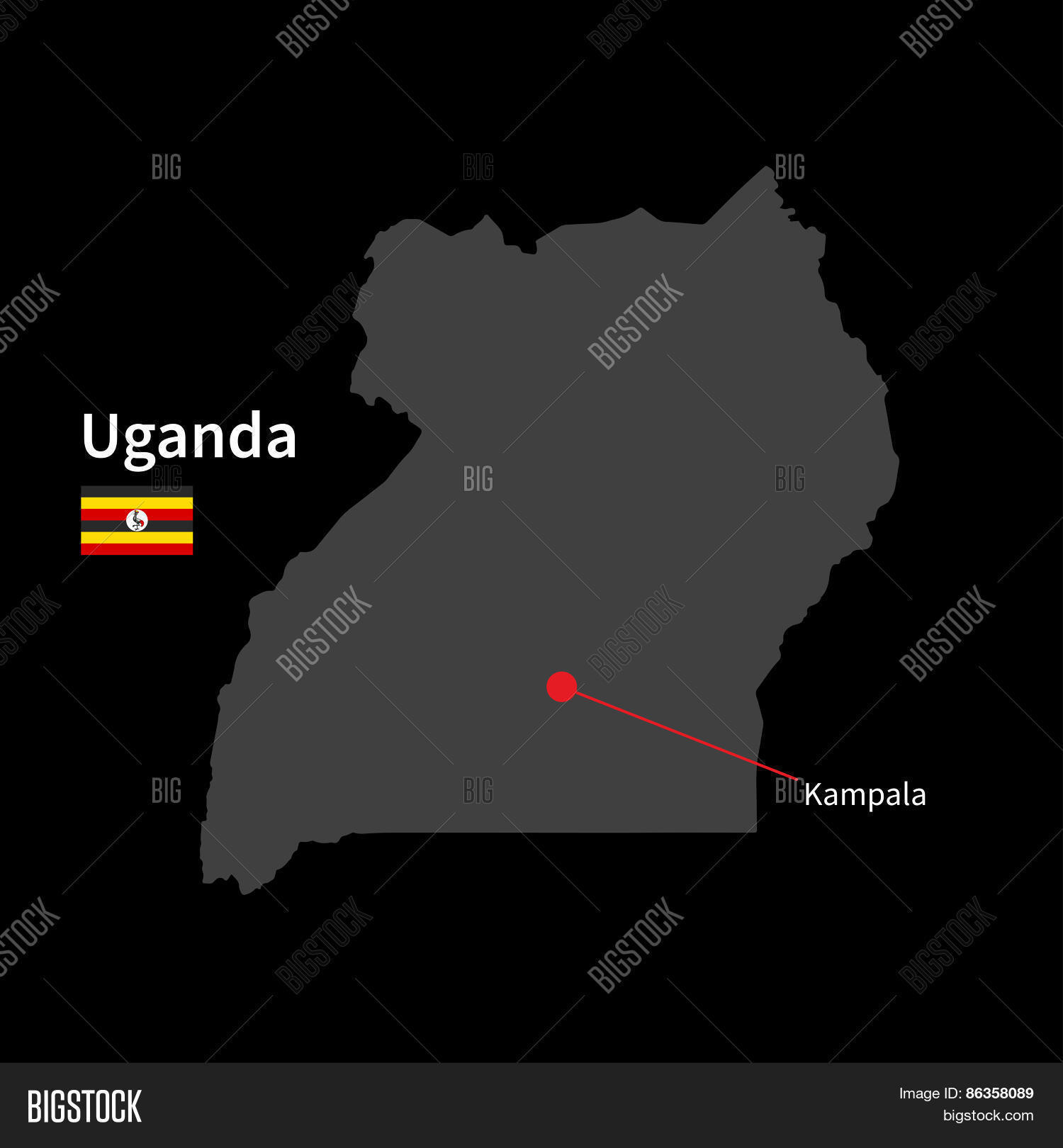Detailed Map Uganda Vector & Photo (Free Trial) | Bigstock