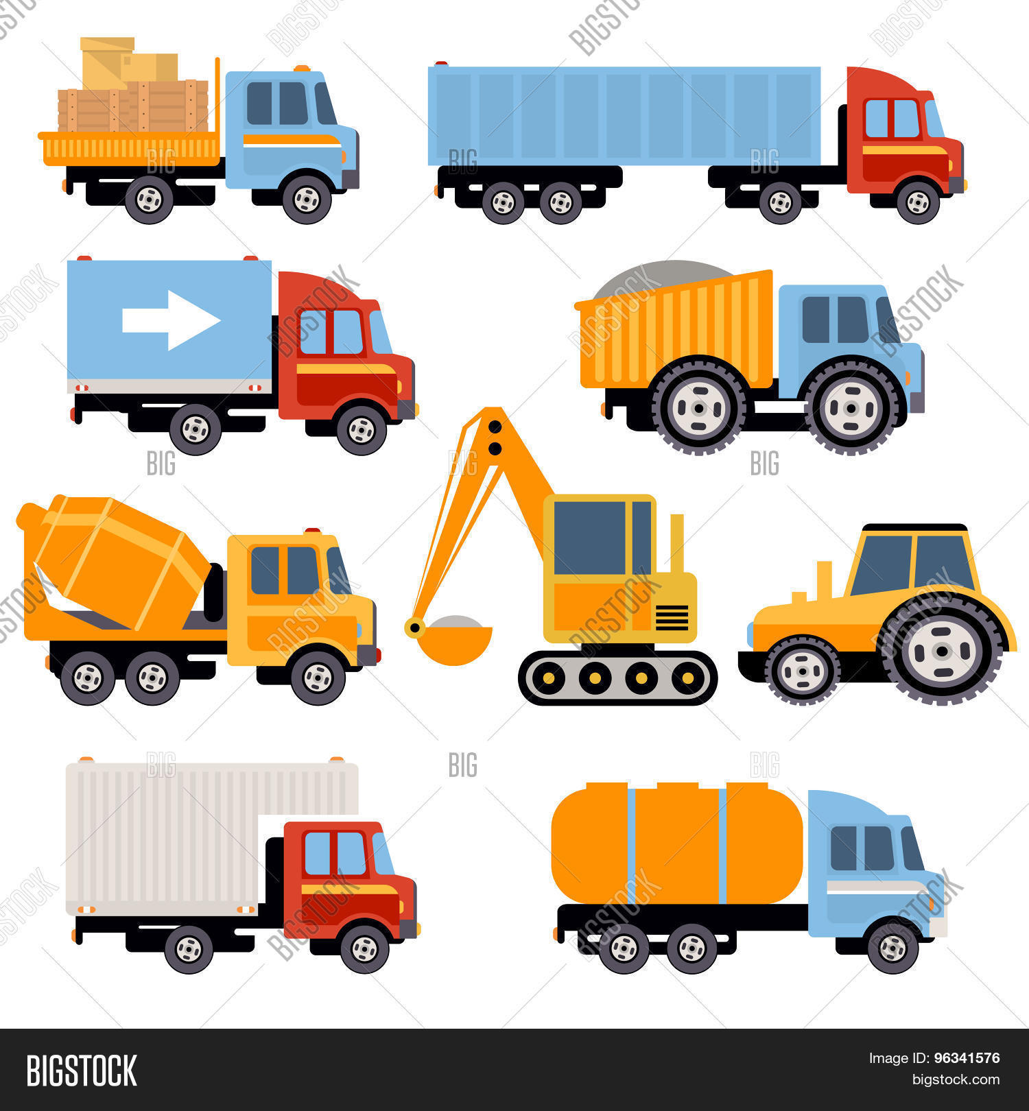 Trucks Tractors Set Vector & Photo (Free Trial) | Bigstock