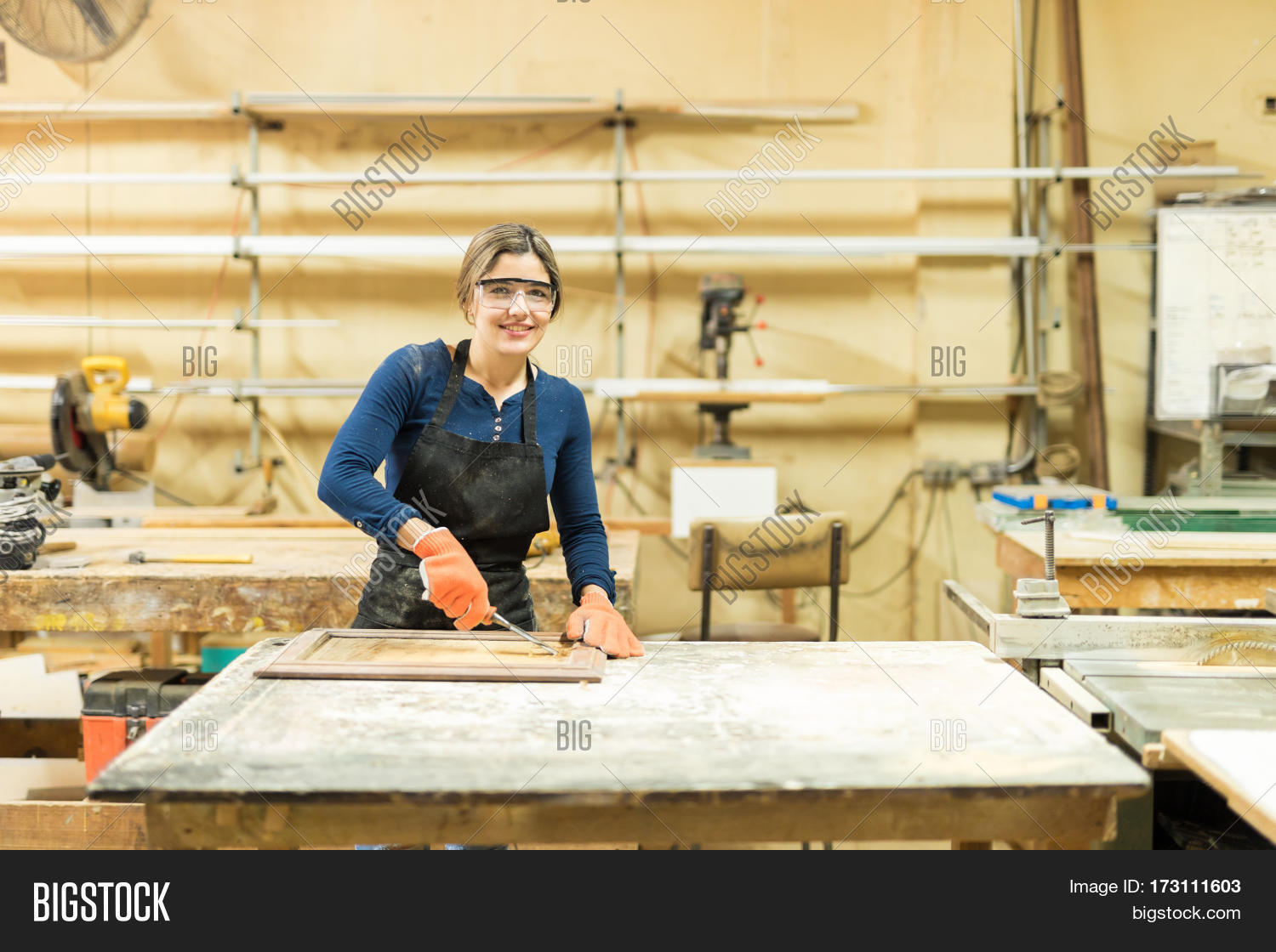 Pretty Carpenter Using Image & Photo (Free Trial) | Bigstock
