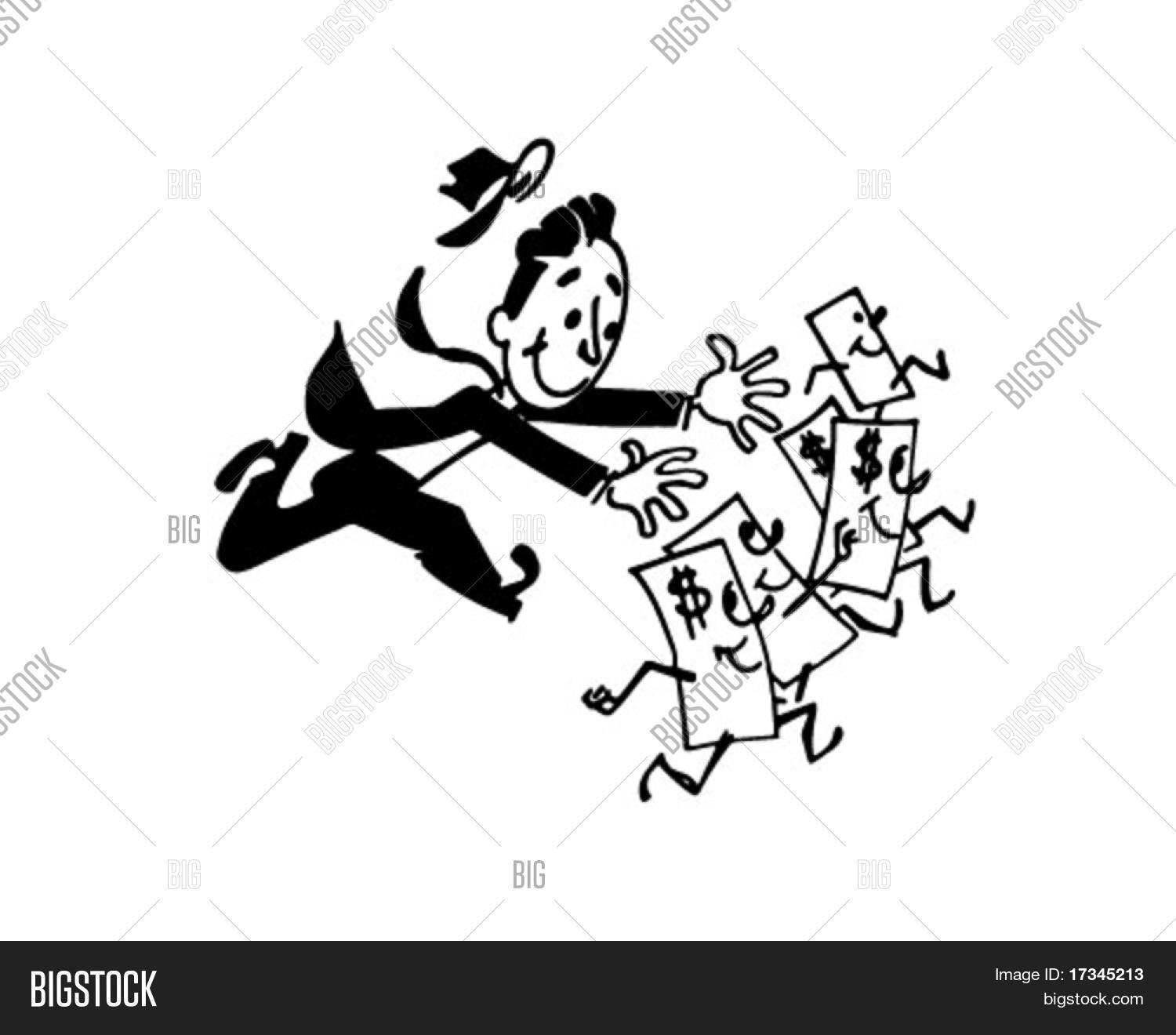 Man Chasing Money - Vector & Photo (Free Trial) | Bigstock