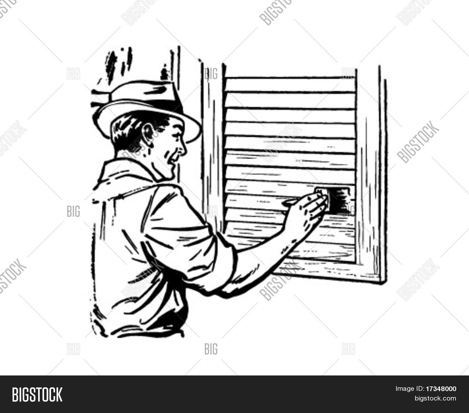 Man Painting Shutters Vector & Photo (Free Trial) | Bigstock