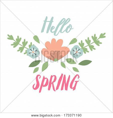 Spring typographic flower design. Vector elements with spring quotes ...